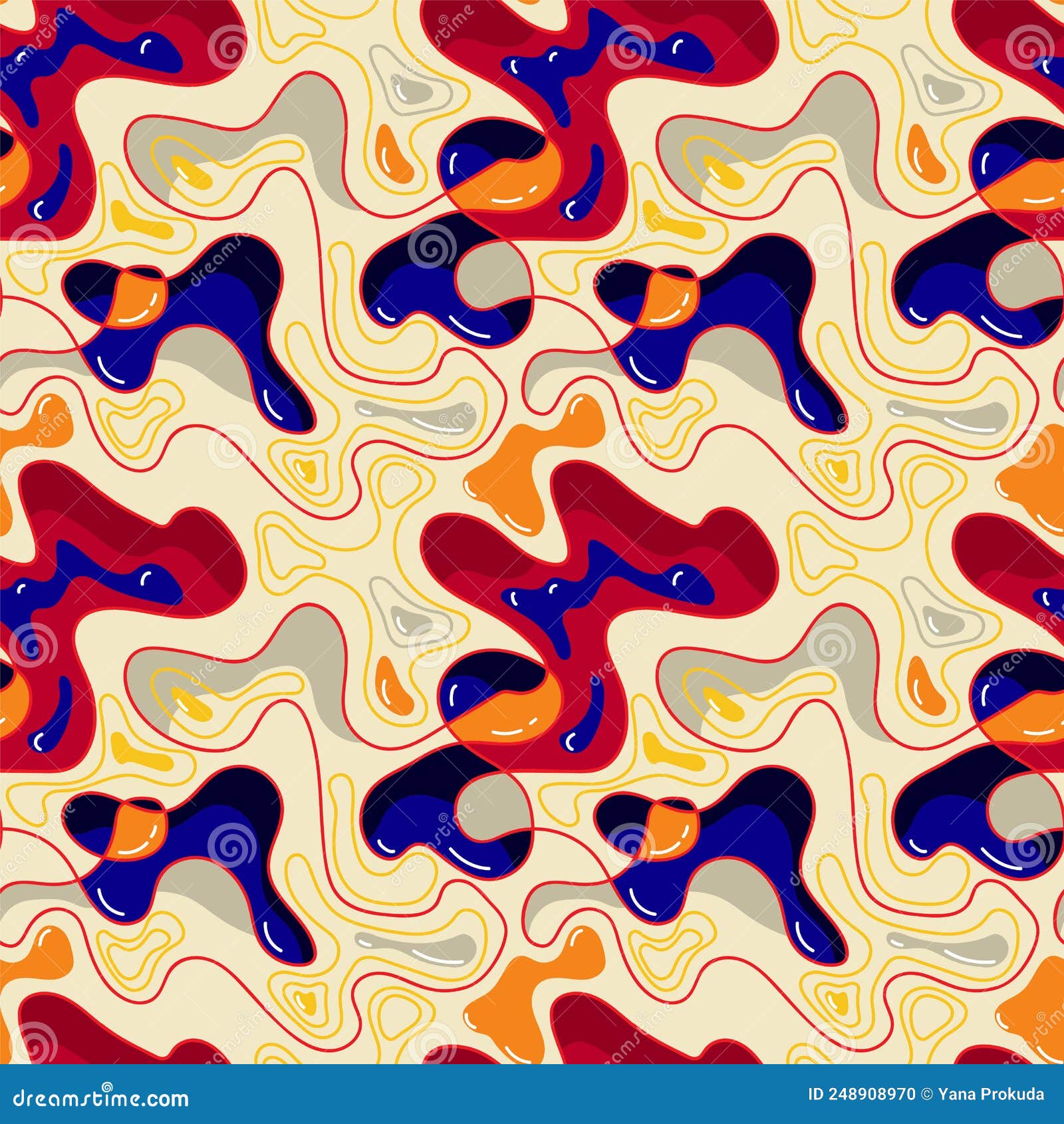 Abstract Trendy Unusual Seamless Pattern with Wave Shapes and Lines ...