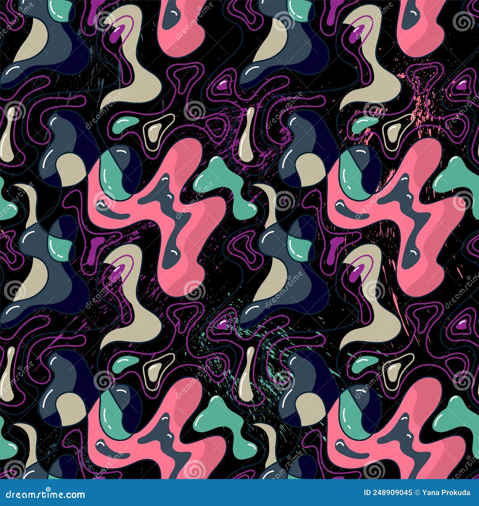 Abstract Trendy Unusual Seamless Pattern with Wave Shapes and Lines ...