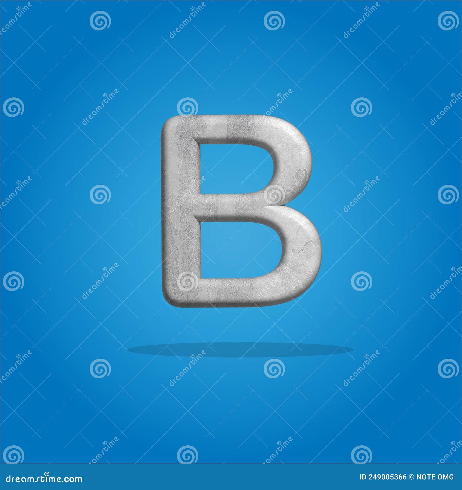 Grey Letter B Logo Isolated from Blue Background. 3D Illustration Stock ...