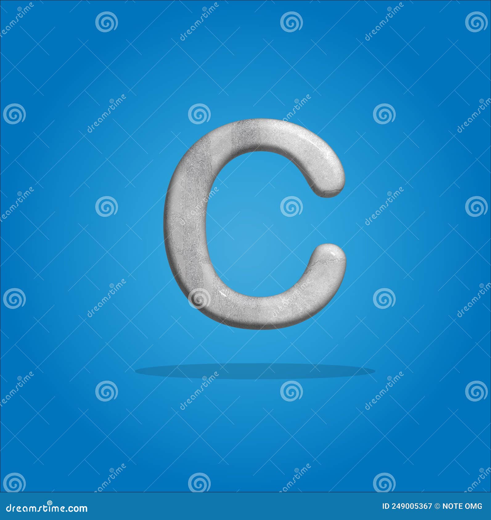 Grey Letter C Logo Isolated from Blue Background. 3D Illustration Stock ...