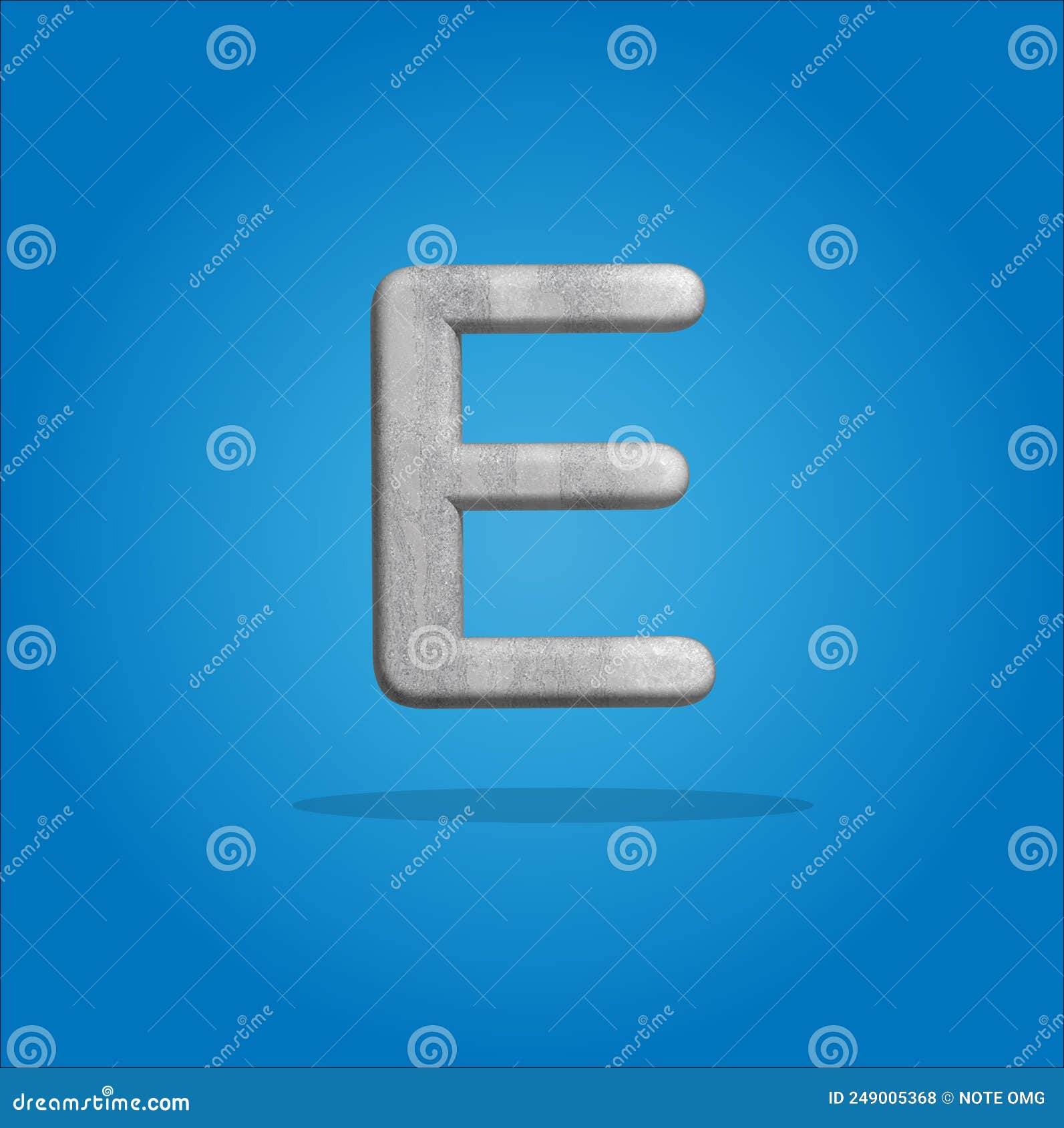 Grey Letter E Logo Isolated from Blue Background. 3D Illustration Stock ...