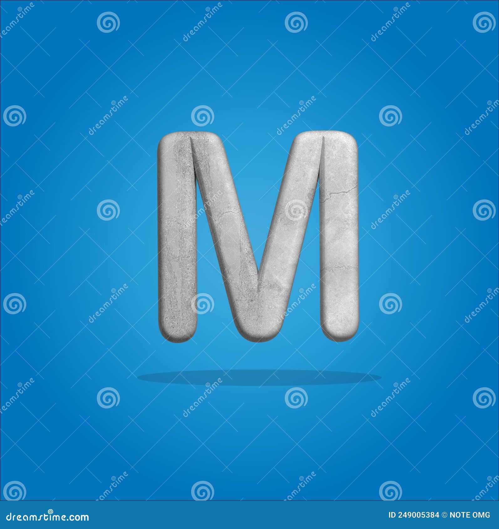 Grey Letter M Logo Isolated from Blue Background. 3D Illustration Stock ...