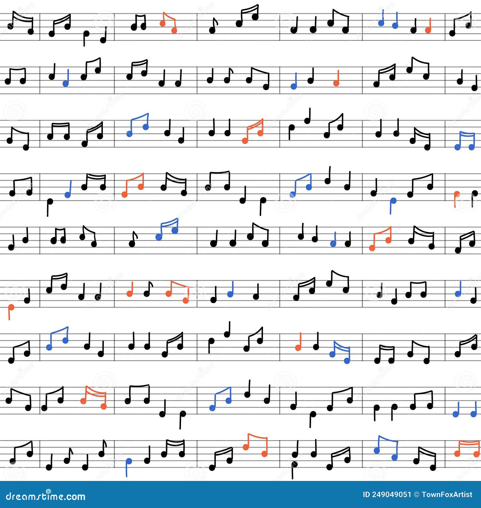 Seamless Vector Pattern with Cute Colorful Musical Notes Stock Vector ...