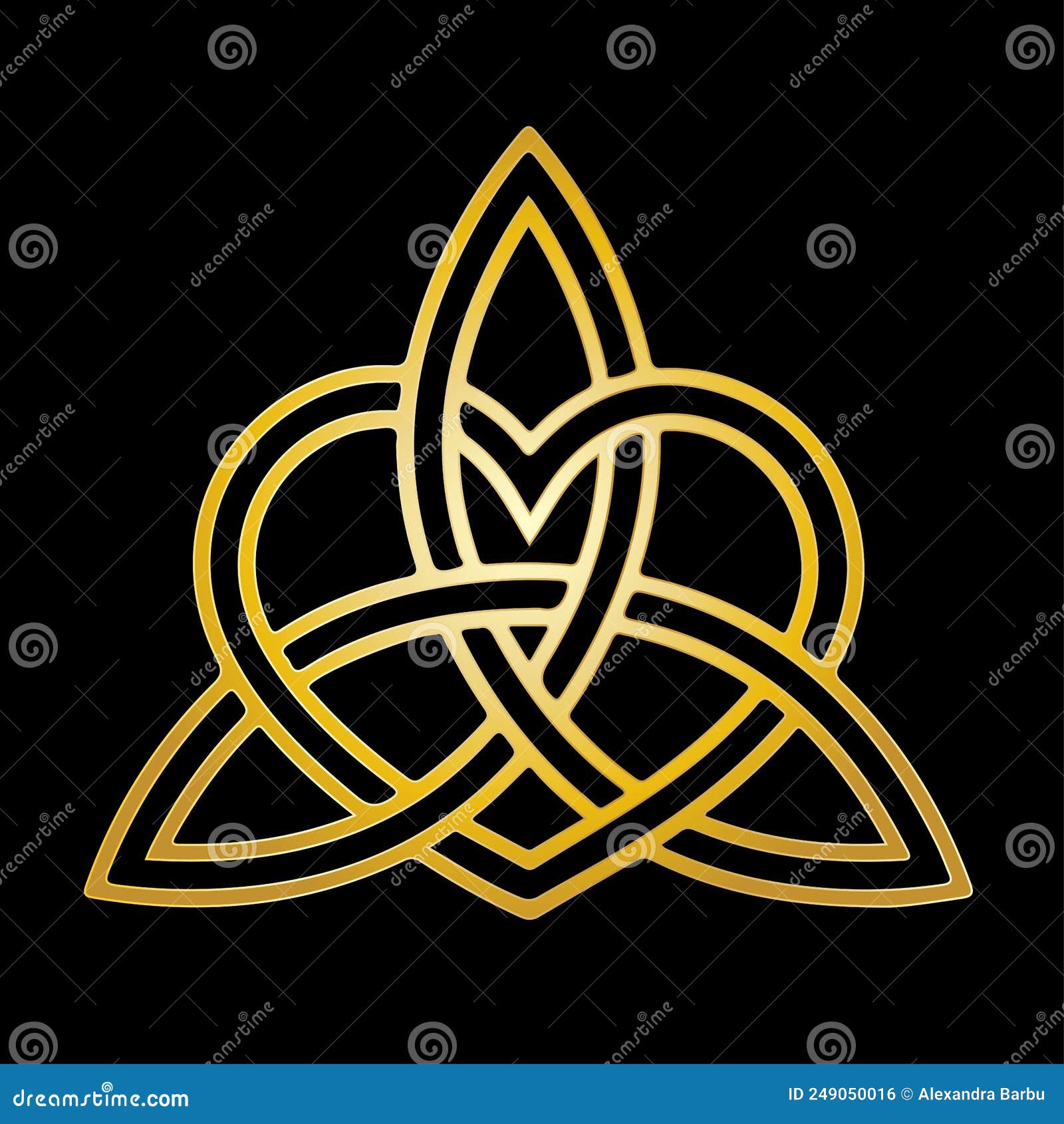 Holy Trinity Knot, Celtic Heart, Triquetra, Gold Symbol of Love ...