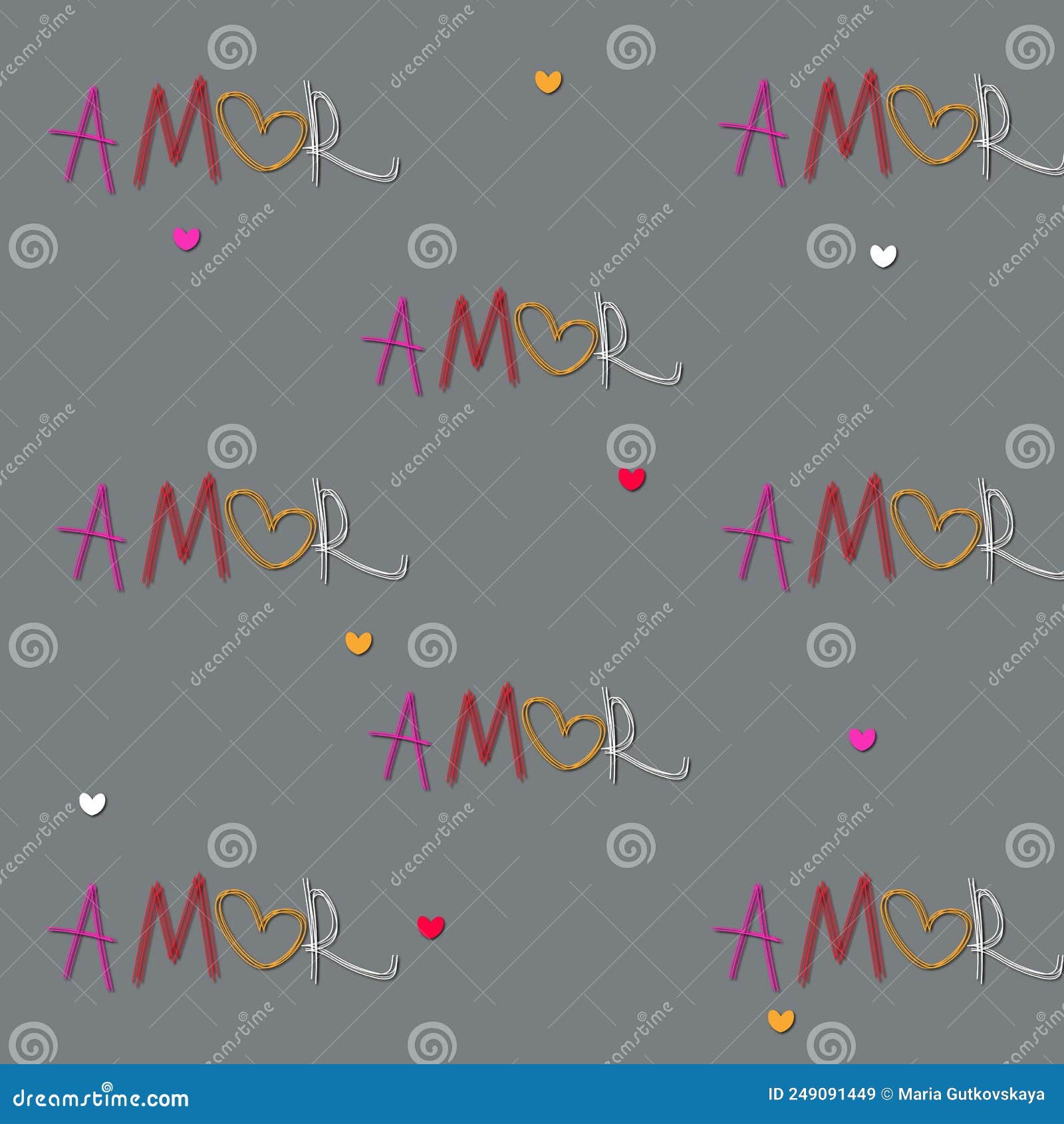 Amor Pattern - Seamless Vector Background with Hearts and Amor ...