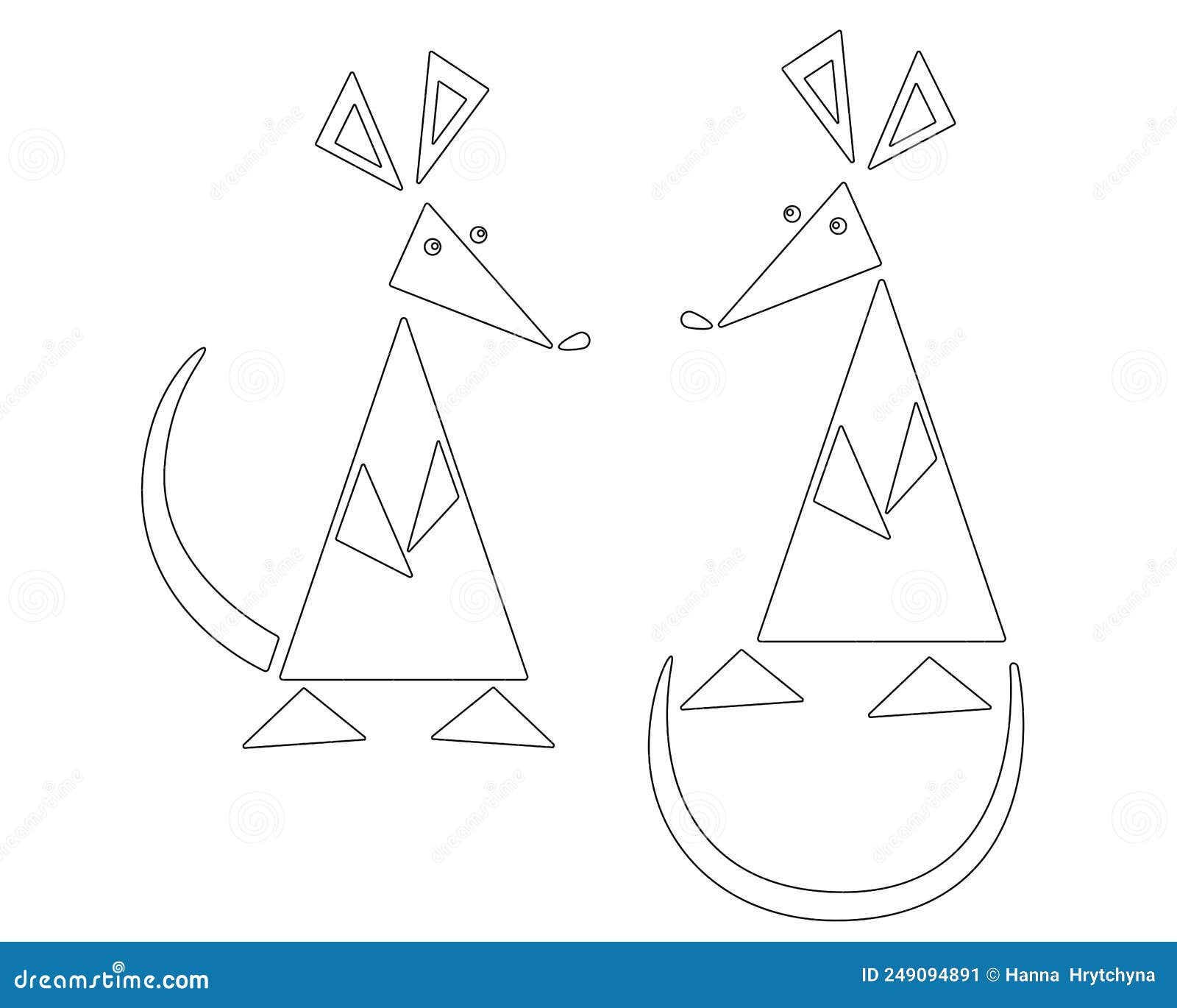 Mice From Triangles, Funny Animal From Geometric Shapes - Vector ...