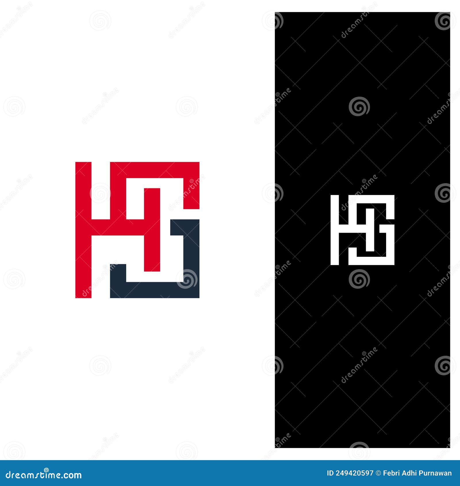 HSJ Lettering Typography Logo Square Concept Stock Vector ...