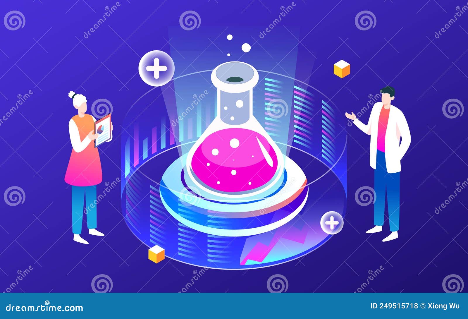 People are Developing New Drugs, Technology Medical Treatment, Vector ...