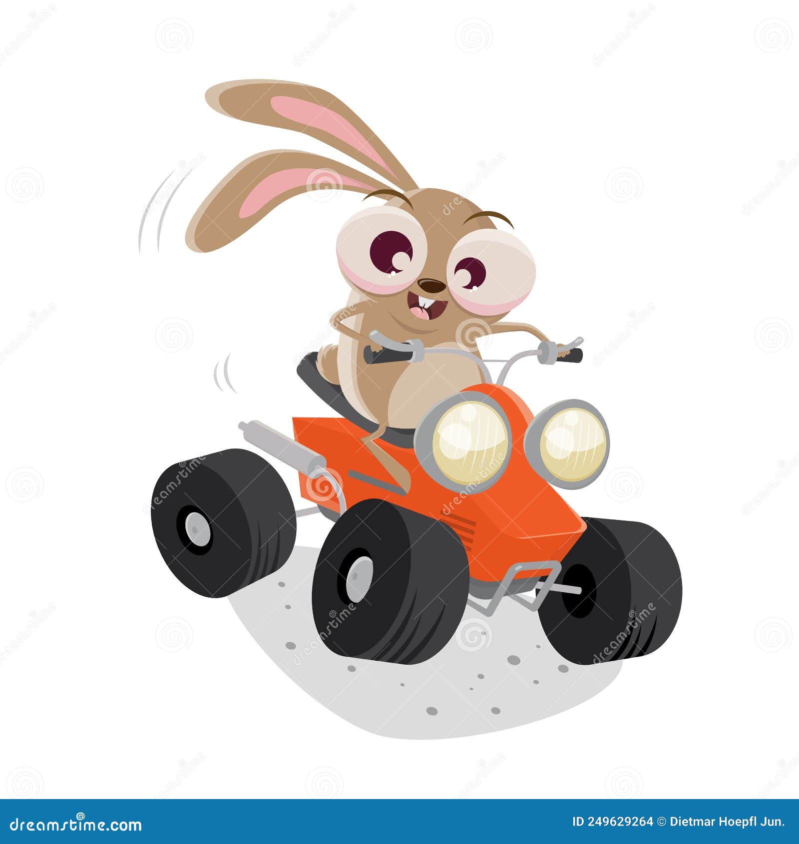 Funny Cartoon Rabbit Riding an Atv Stock Vector - Illustration of ...