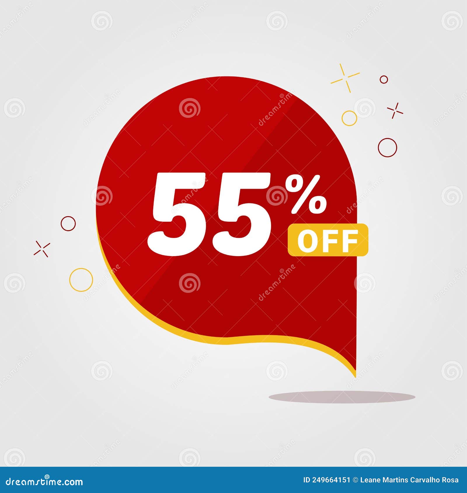 Red Sticker with 55 Off. Isolated Vector Round Sale Tag. Discount Offer ...