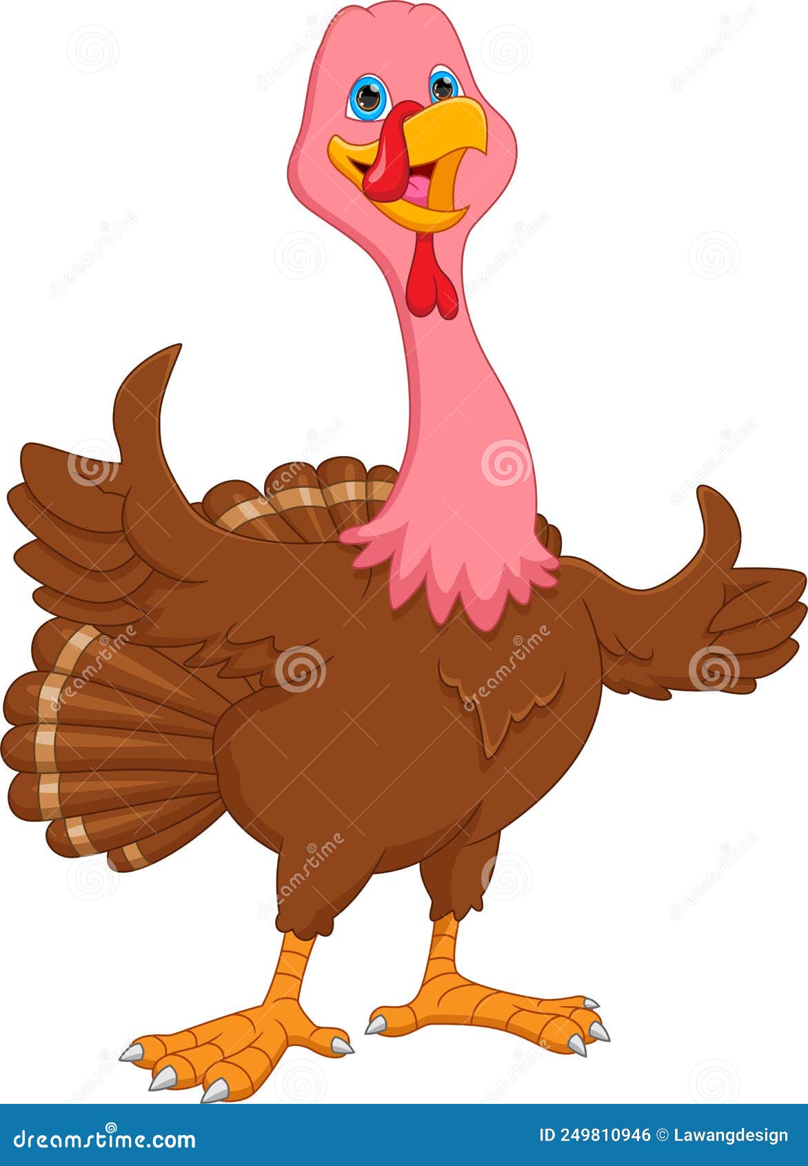Cartoon Cute Turkey Bird Thumbs Up Stock Vector - Illustration of farm ...