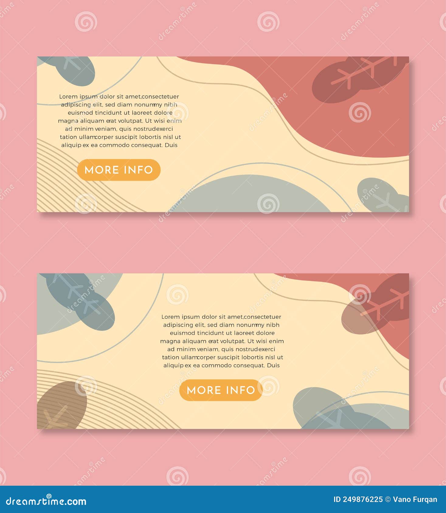 Aesthetic Boho Style Background Banner Set Design Template Stock Vector ...
