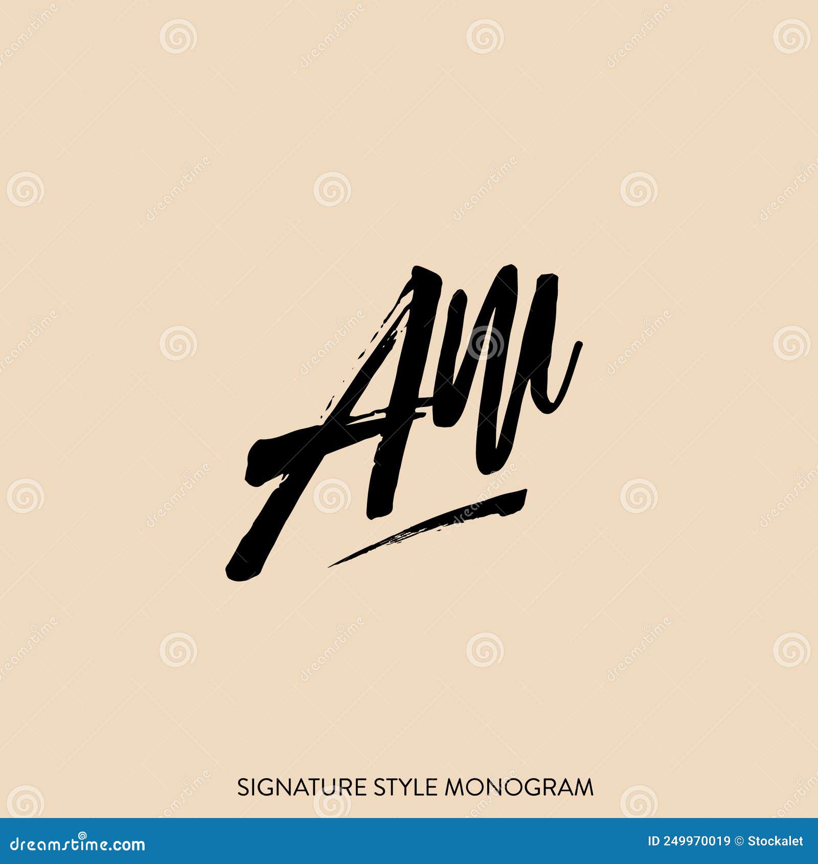 Am Brush Script Monogram. Calligraphy Letter a, Letter M Signature Logo ...
