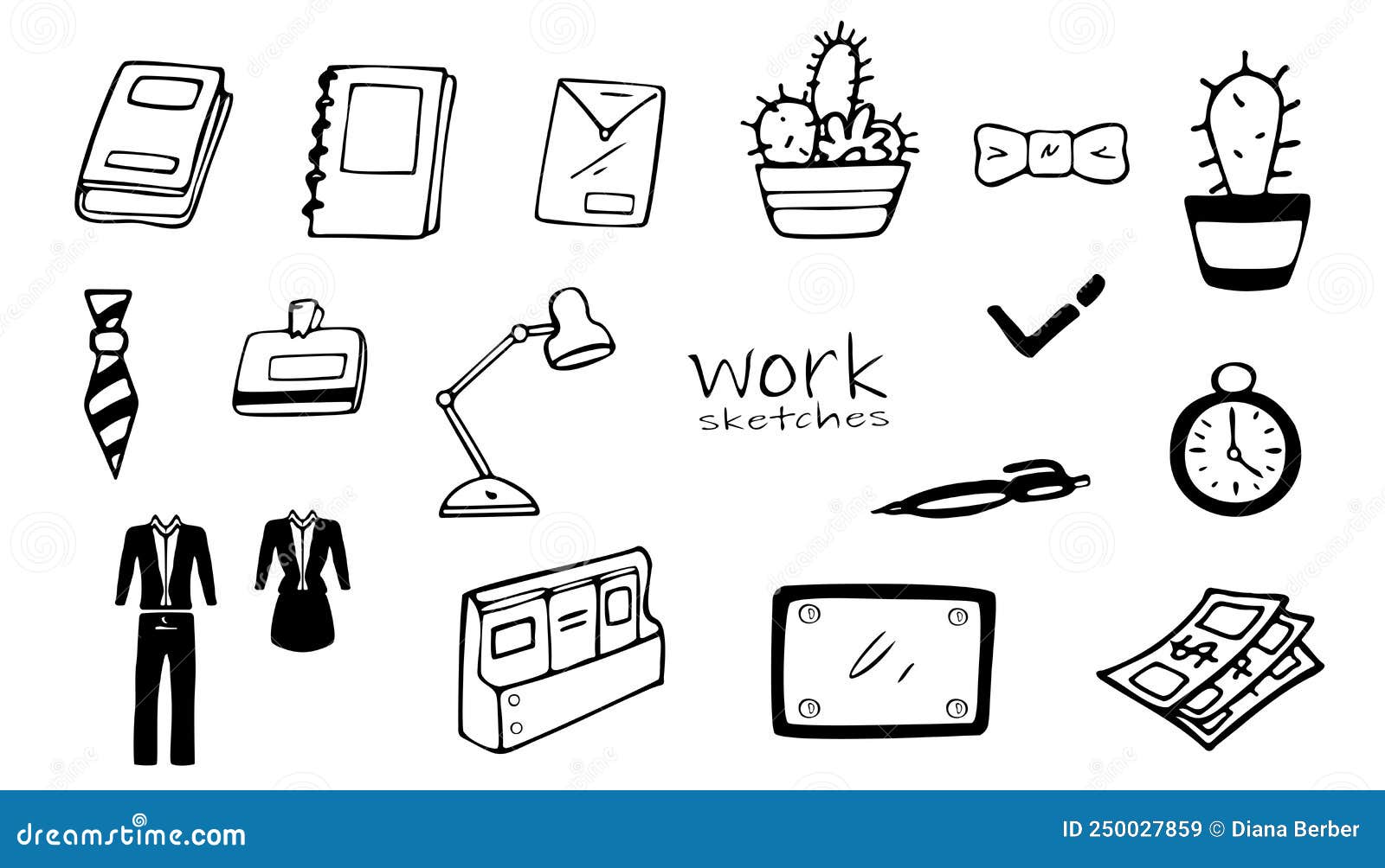 Office Vector Work and Study Doodles Stock Vector - Illustration of ...