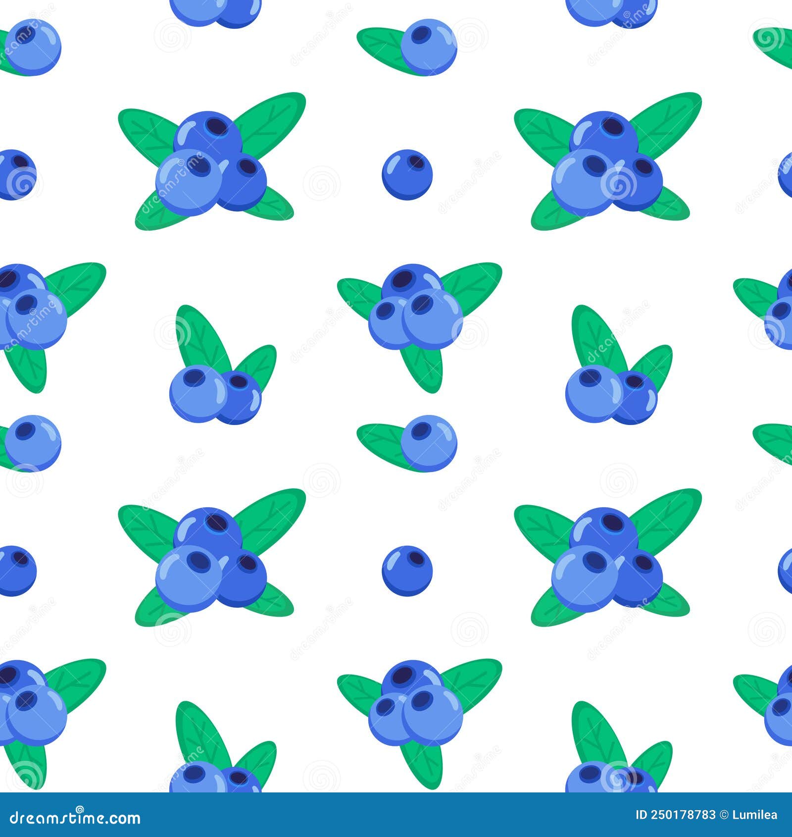 Vector Seamless Pattern with Blueberries. Stock Vector - Illustration ...