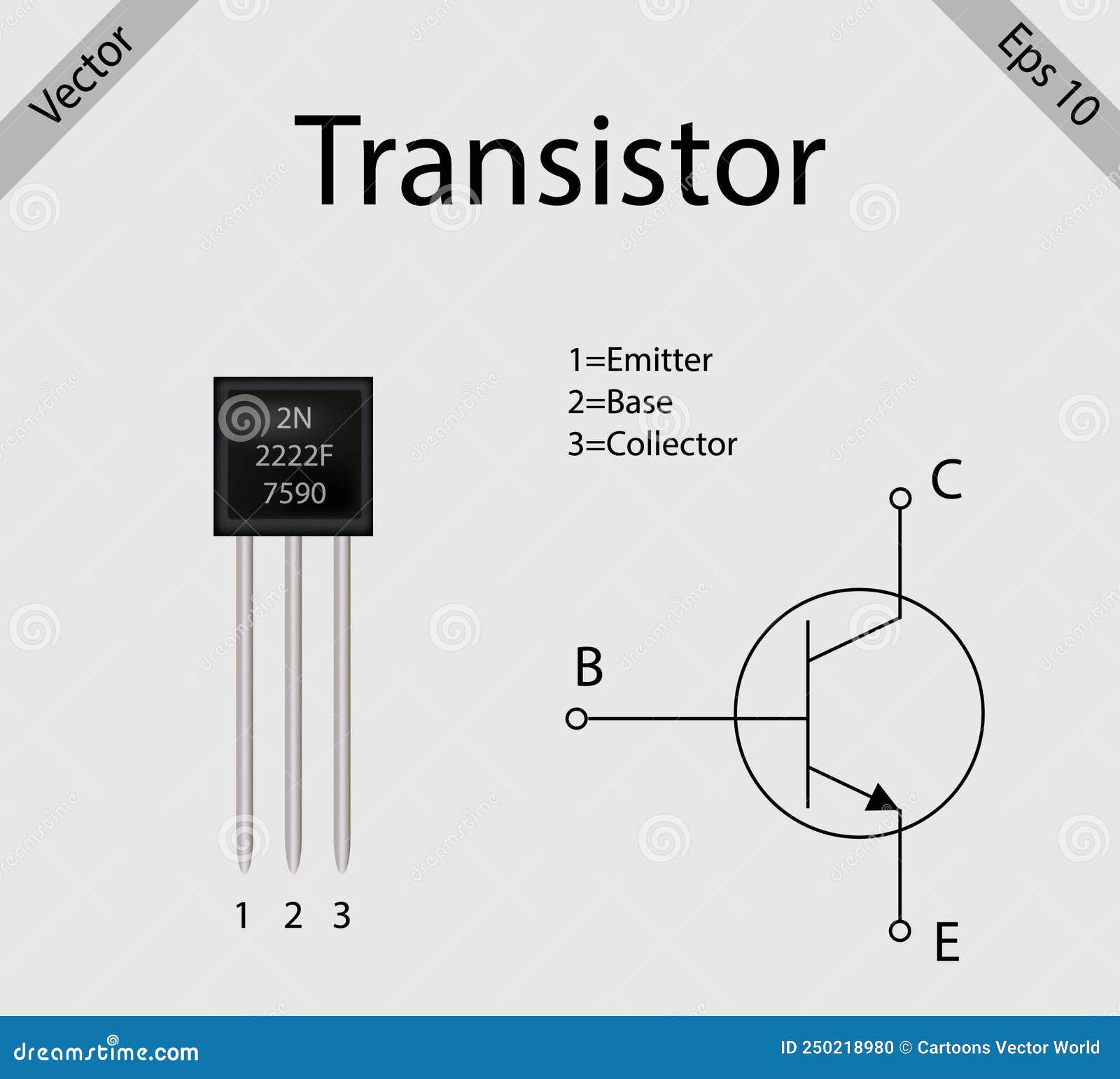 Transistor Electronic Component with Its Symbol Diagram Vector ...
