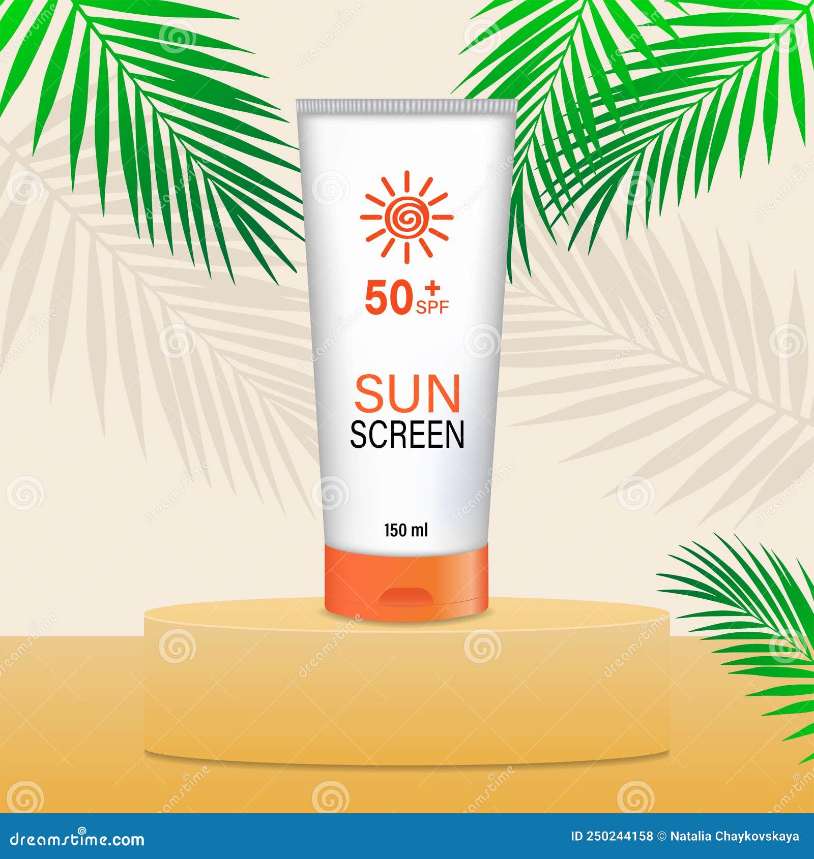 A Template for an Advertising Poster with Sunscreen. Stock Illustration ...