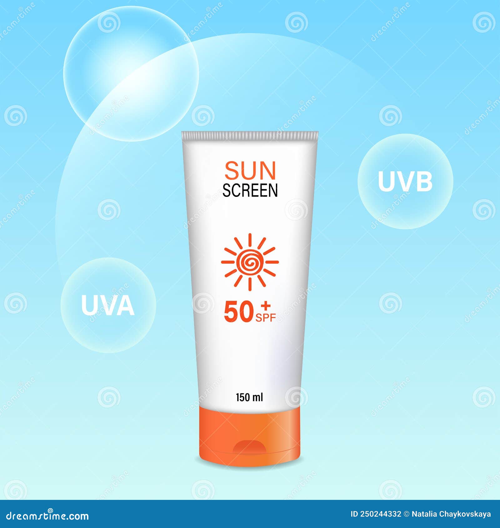 A Template for an Advertising Poster with Sunscreen. Stock Illustration ...