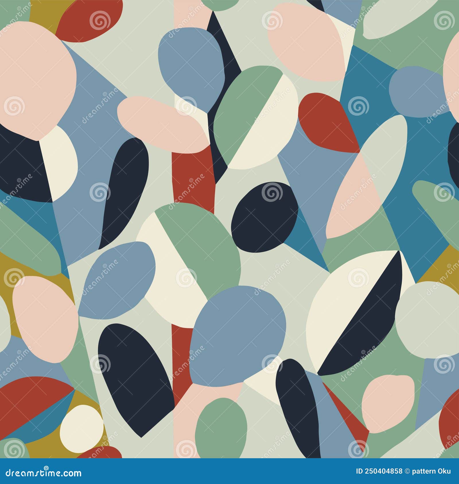 Vector Abstract Geometric Rounded Leaf Shape Illustration Seamless ...