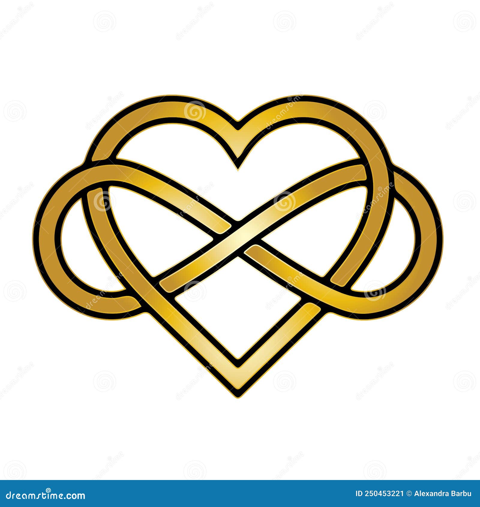 Gold Heart Infinity Symbol Isolated On White Background Cartoon Vector ...