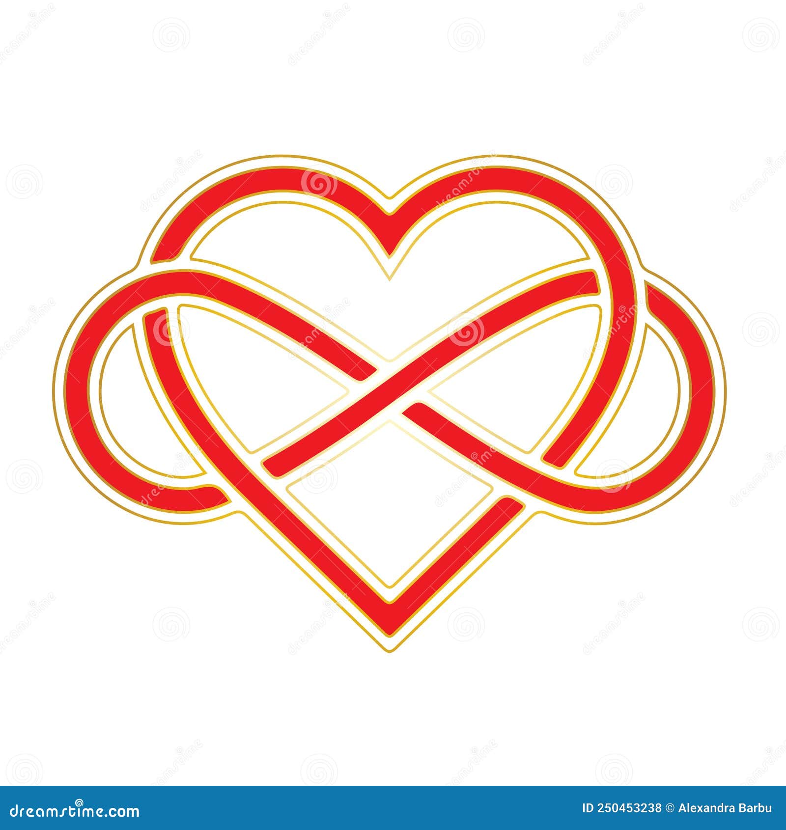 Red Heart And Infinity Symbol, Love Knot Vector Illustration ...