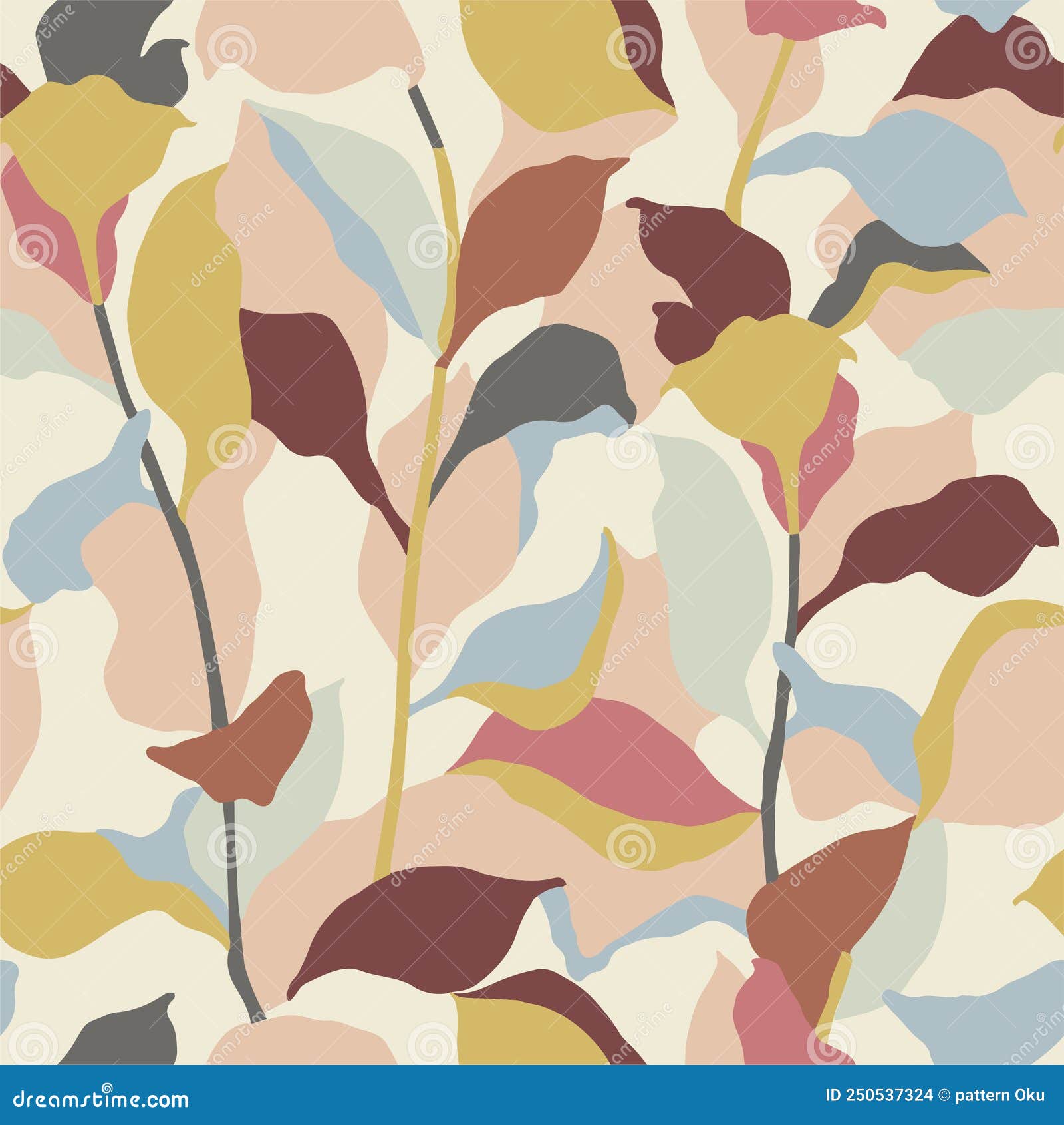 Vector Abstract Shape Leaf Illustration Seamless Repeat Pattern Stock ...