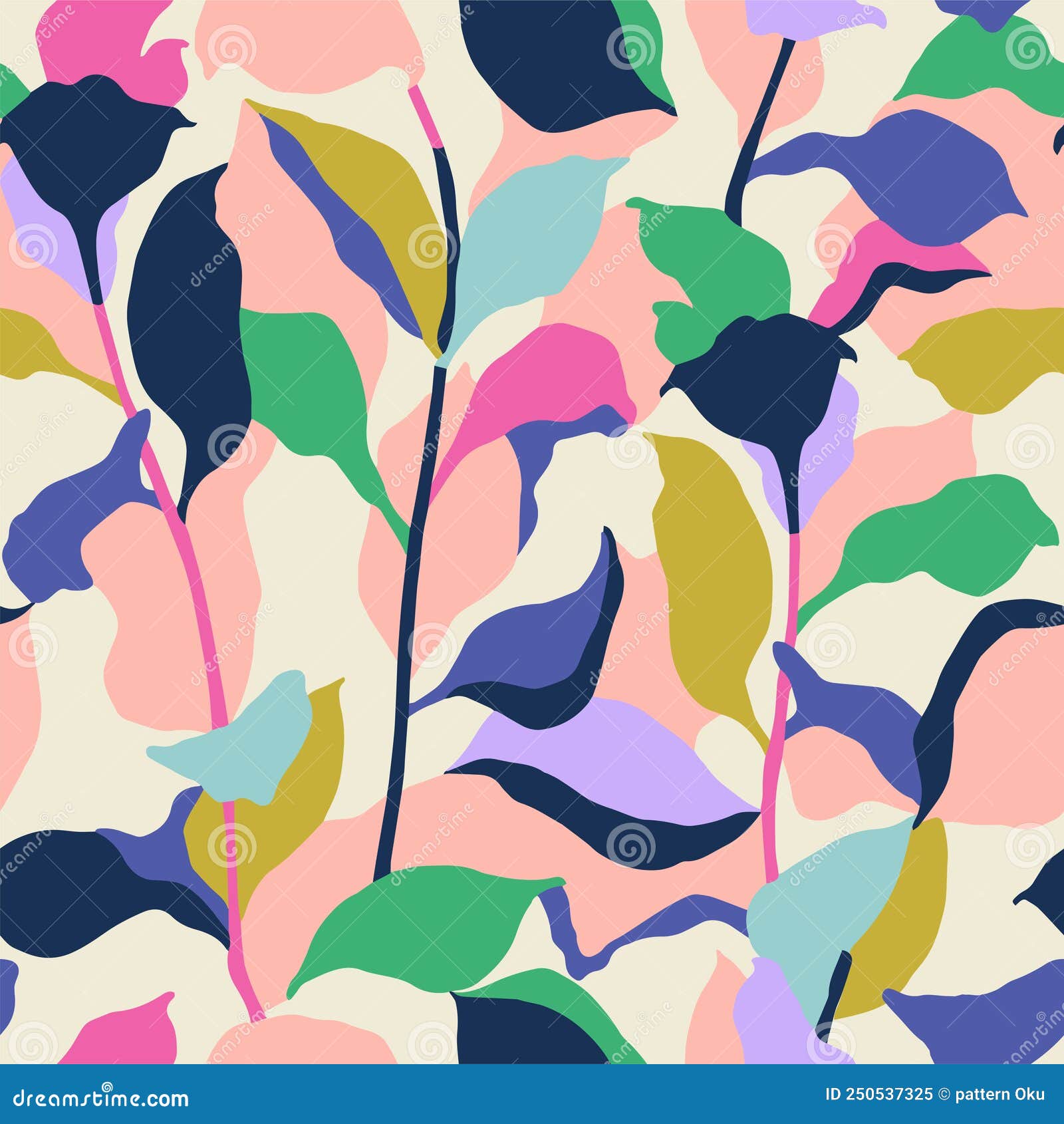 Vector Abstract Shape Leaf Illustration Seamless Repeat Pattern Stock ...