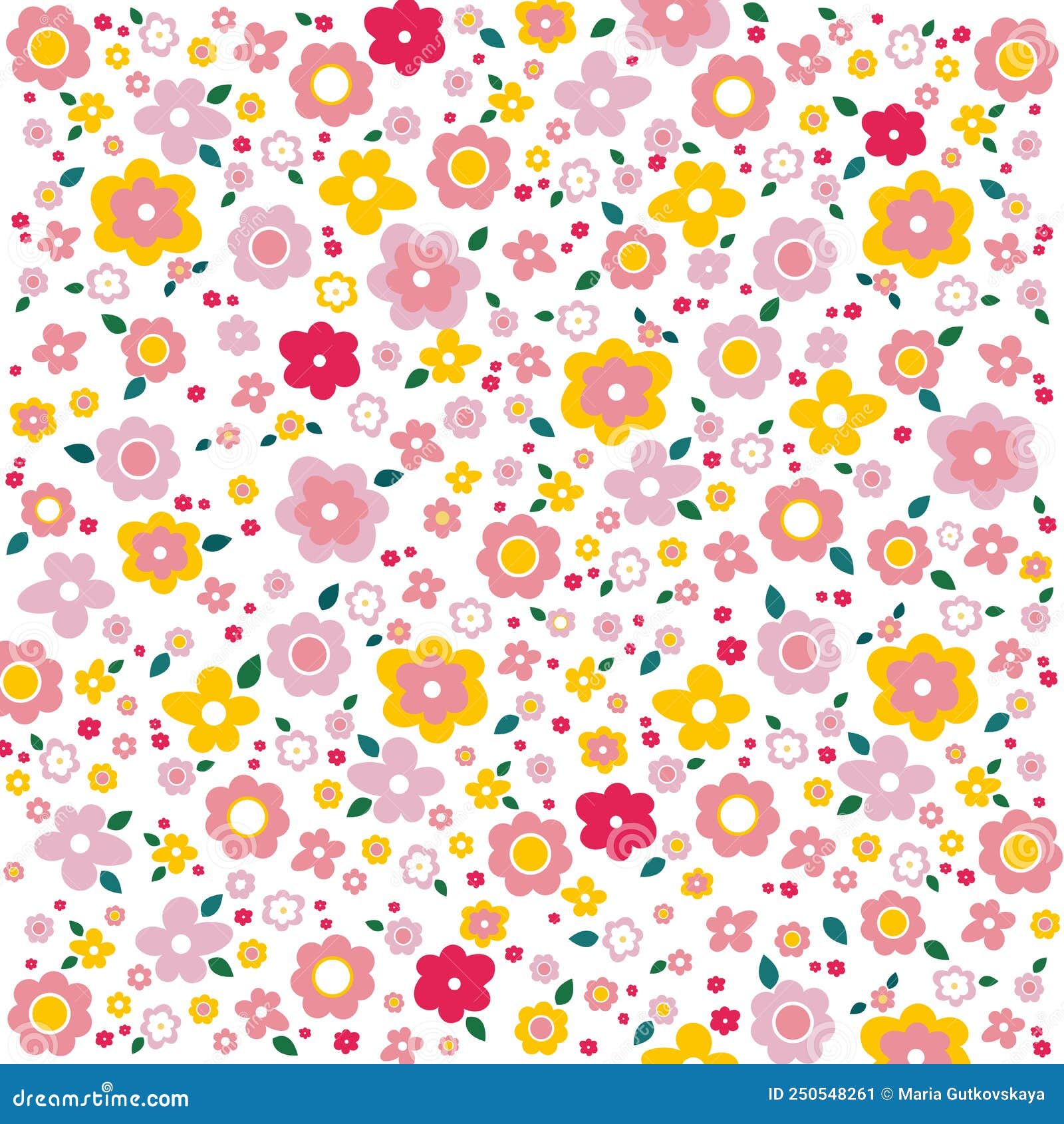 Seamless Floral Pattern. in Pink and Yellow Colors. Stock Illustration ...