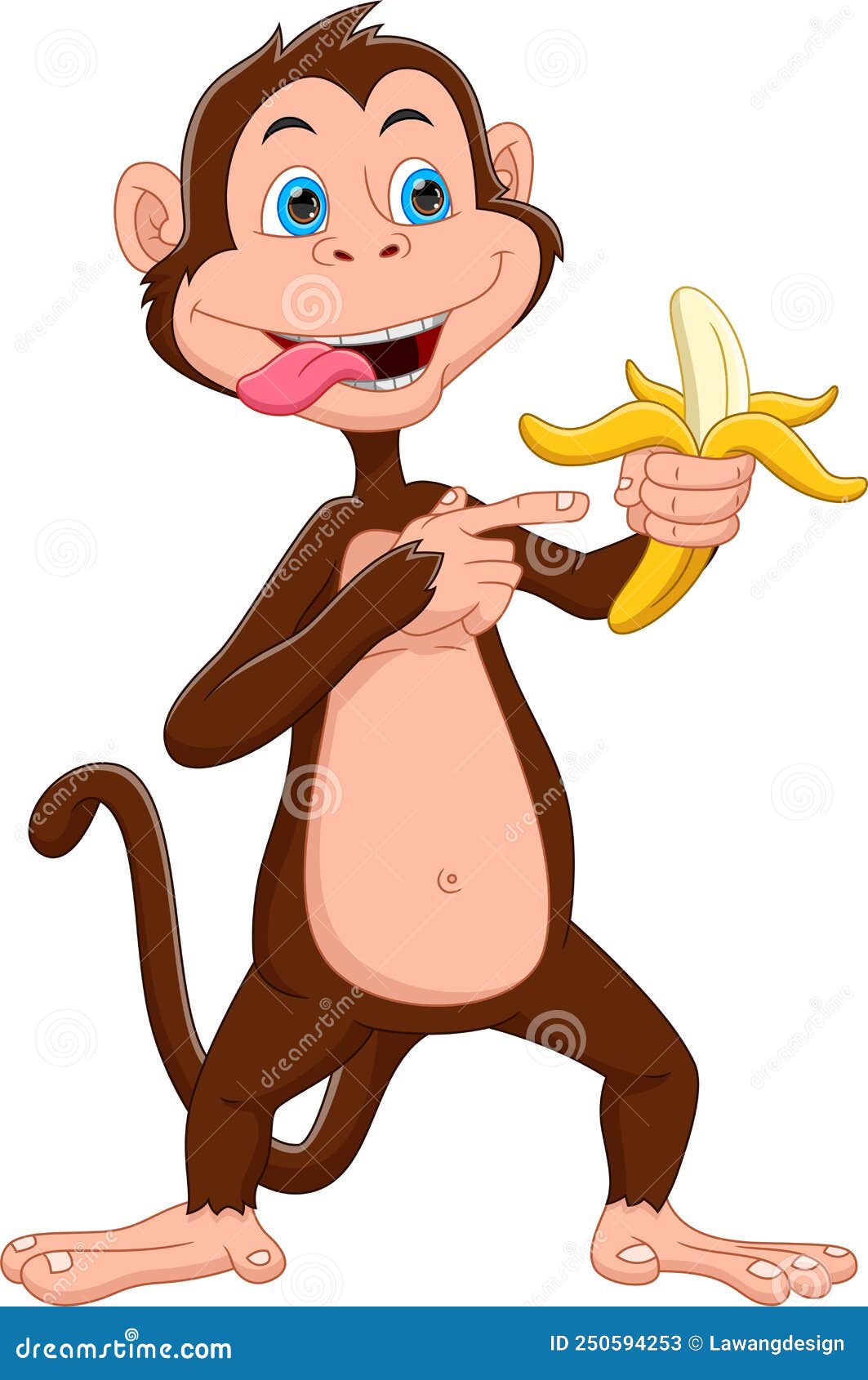 Cartoon Cute Monkey Holding Banana Stock Vector - Illustration of ...