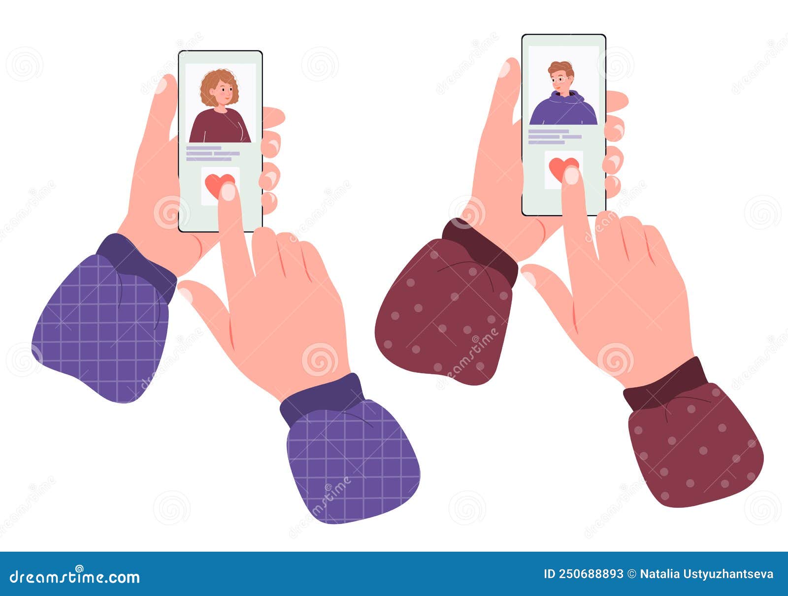 Dating App Using Vector Illustrations Set. Meeting Website ...