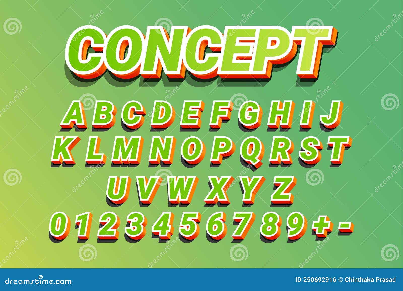 3D Effect Letters and Numbers Vector Illustration Stock Vector ...