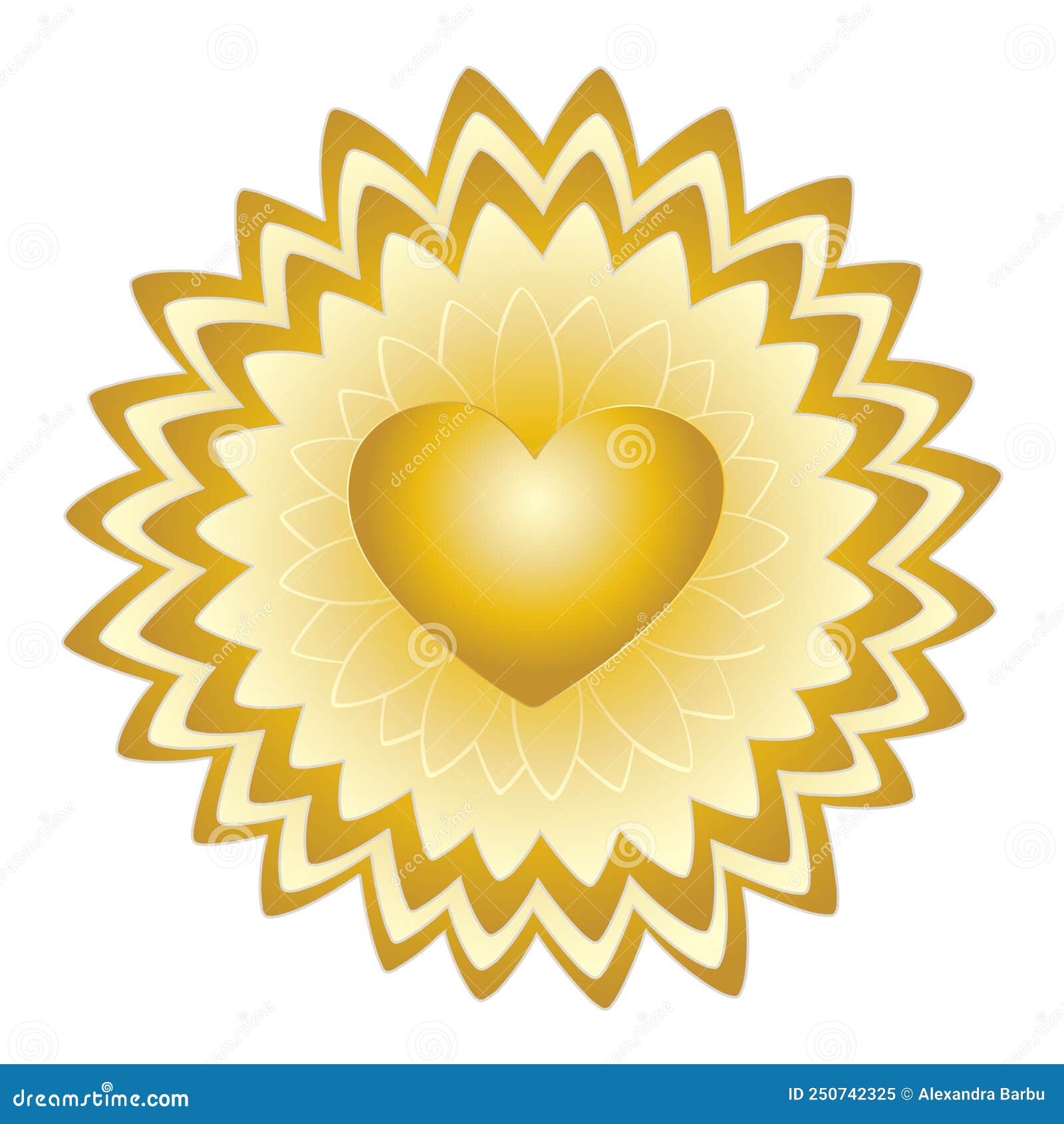 Symbol of God`s Love, Sunflower Gold Heart, Magical Love Healing ...