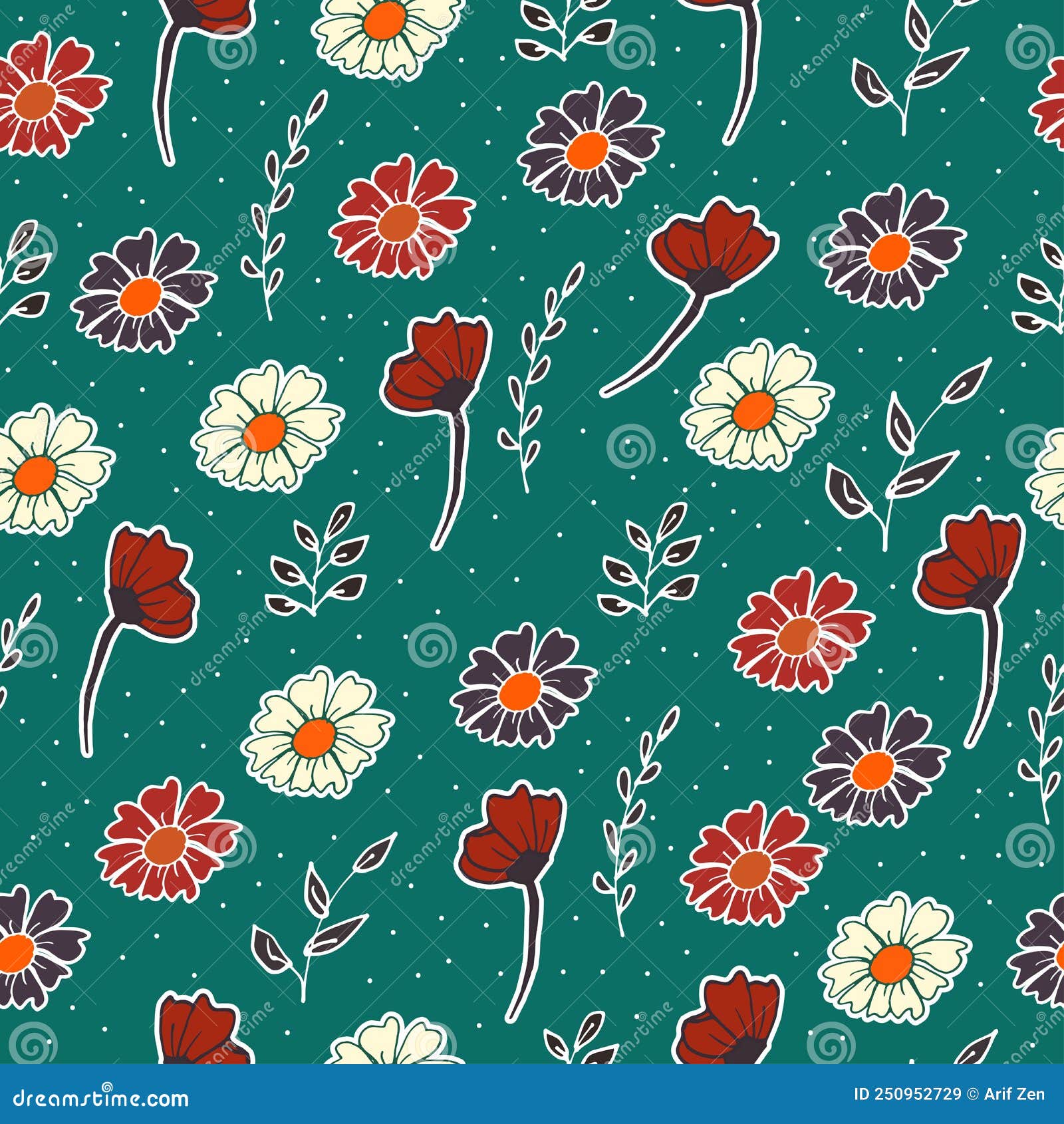 Vintage Batik Motif. Seamless Pattern with Beautiful Flower and Leaf ...