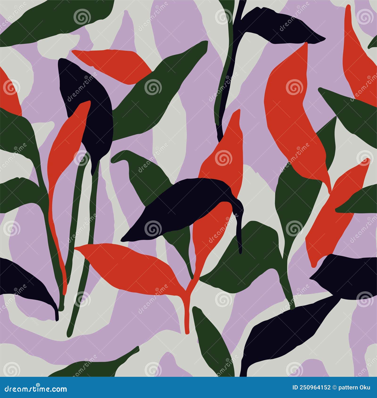 Vector Leaf Illustration Seamless Repeat Pattern Stock Vector ...