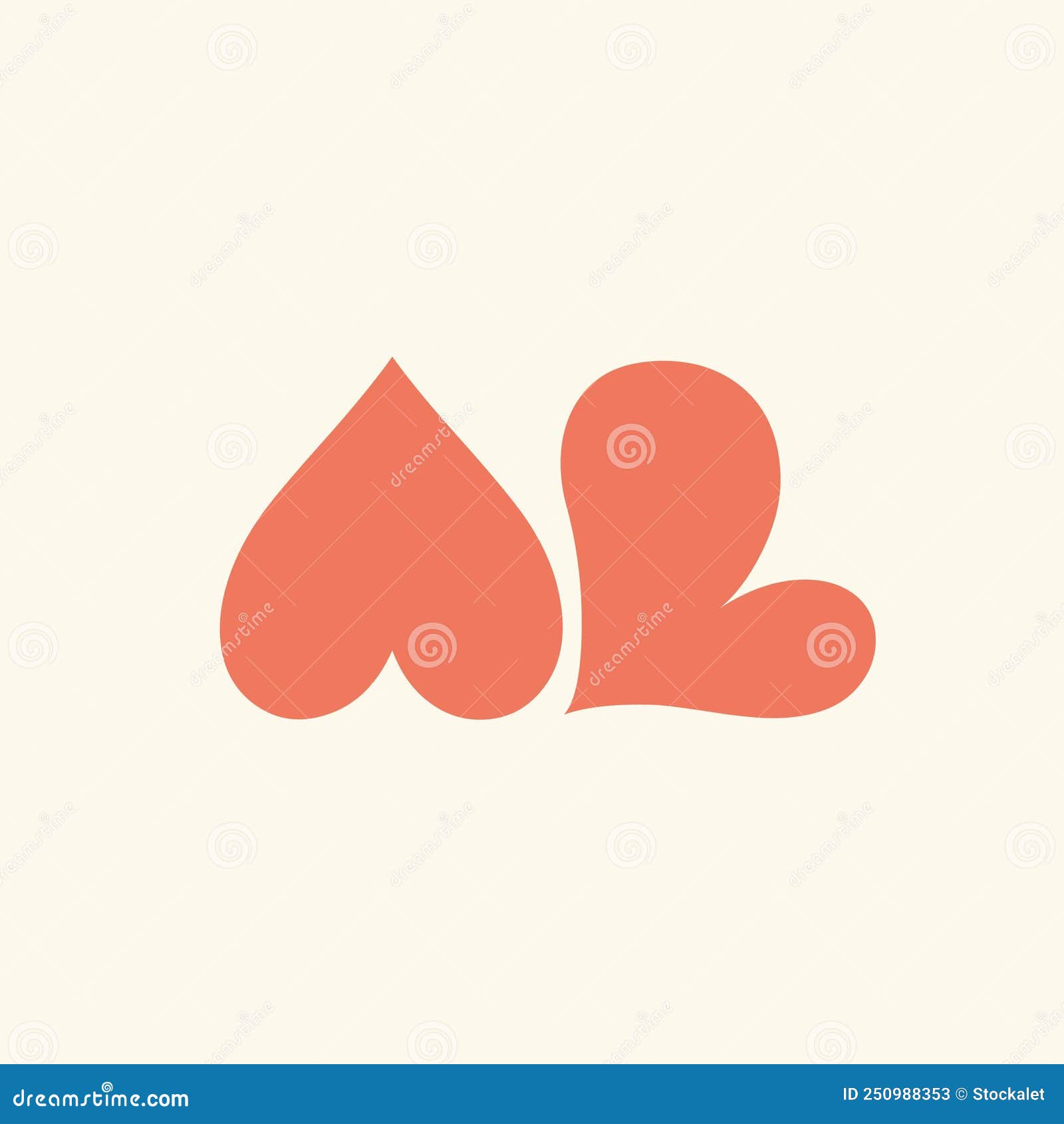 Two Red Hearts Icon or Symbol for Love or Romantic Relationship Vector ...