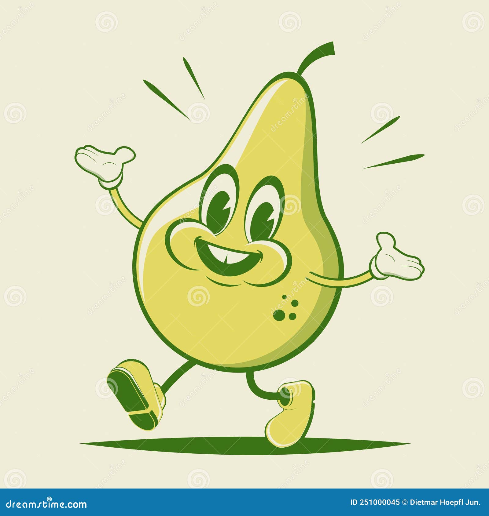 Funny Illustration of a Cartoon Pear Stock Vector - Illustration of ...