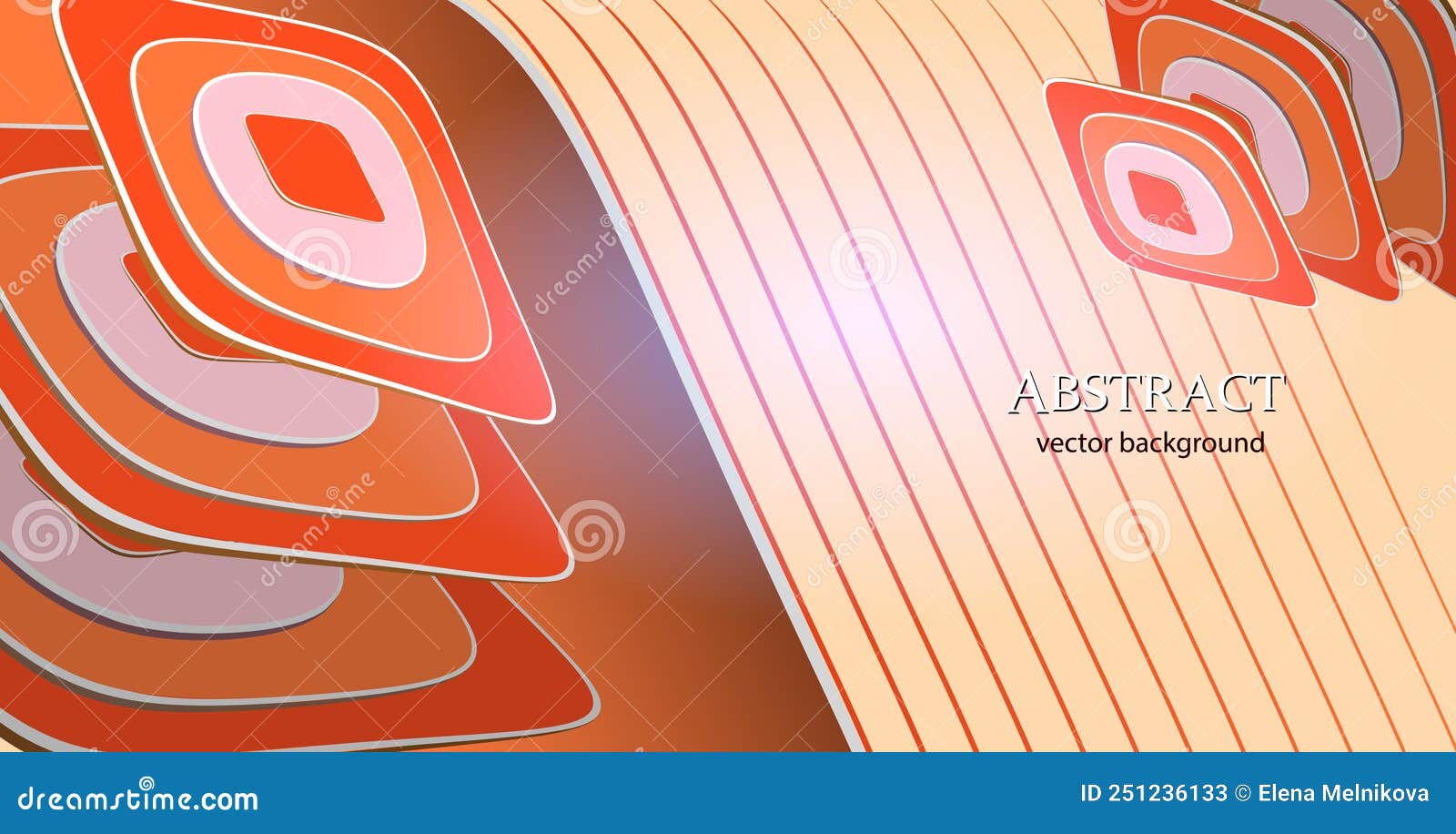 Abstract Background in Orange Shades with 3d Shapes. Vintage Style ...