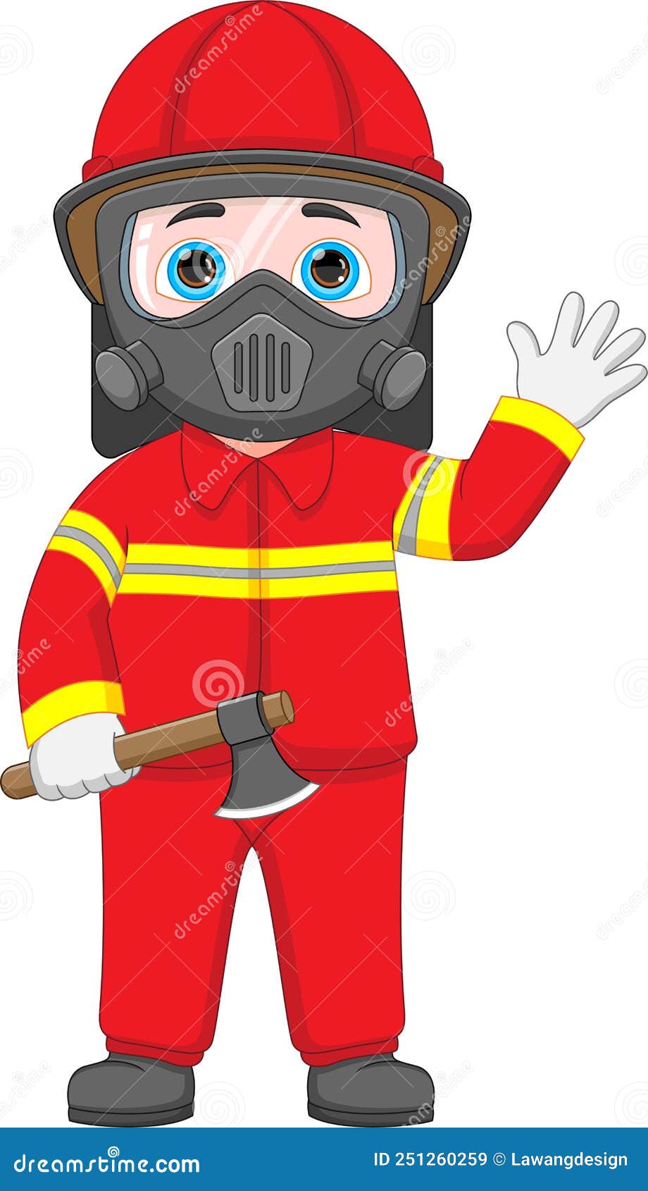Sad Young Firefighter Kid Cartoon Background Vector Illustration ...