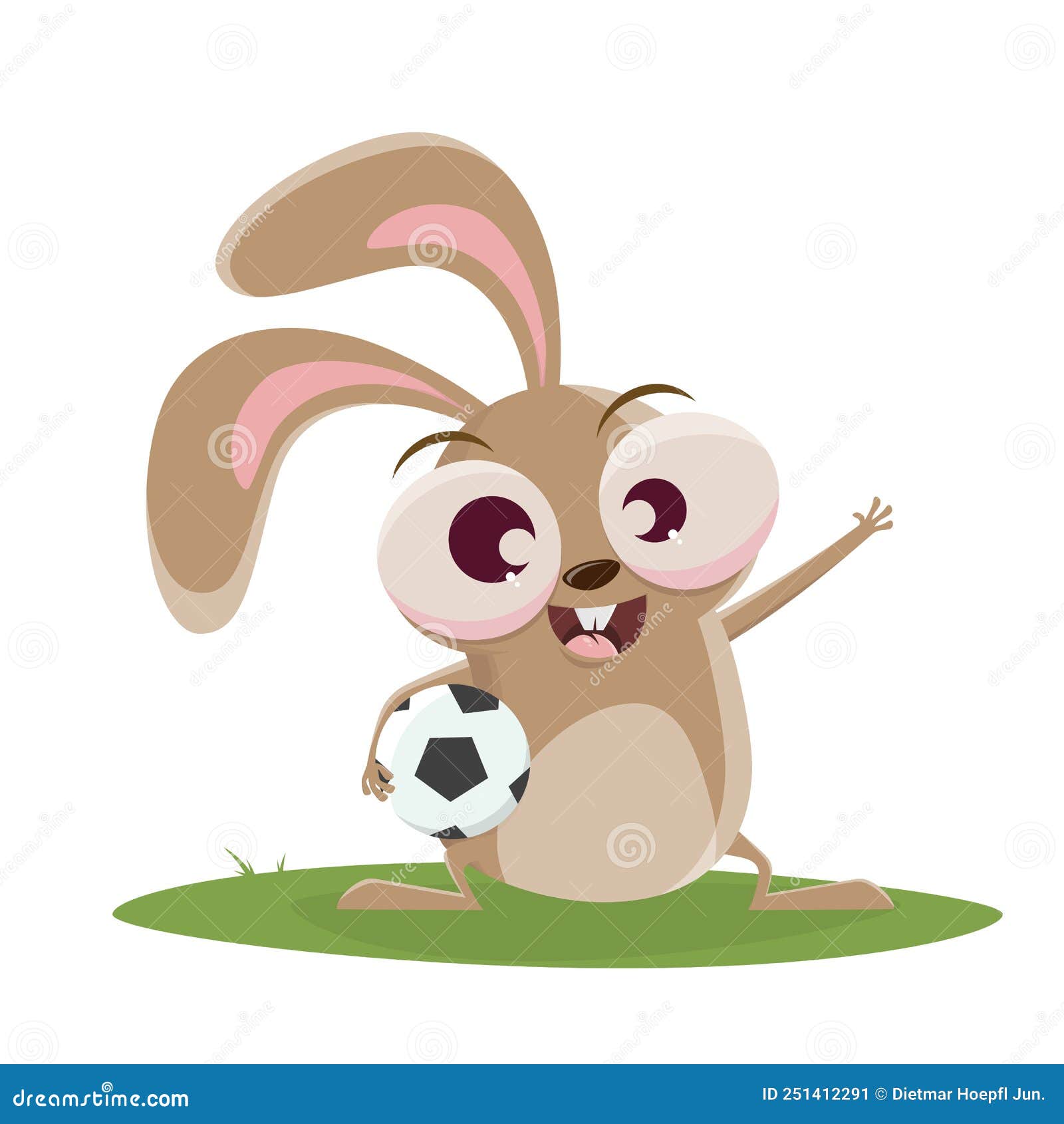 Funny Illustration of a Cartoon Rabbit Holding Soccer Football Stock ...