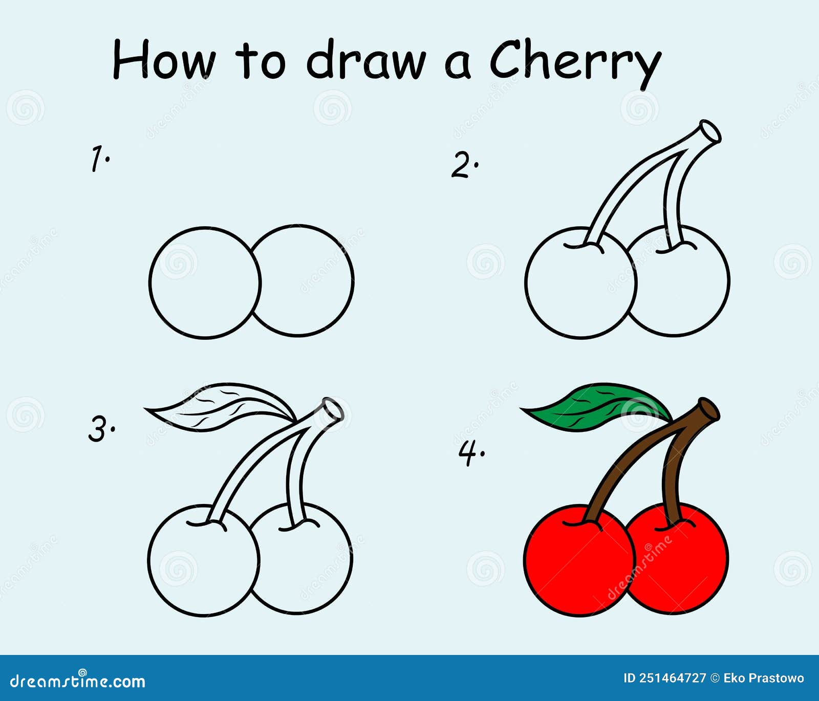 Step by Step To Draw a Cherry. Drawing Tutorial a Cherry. Drawing ...