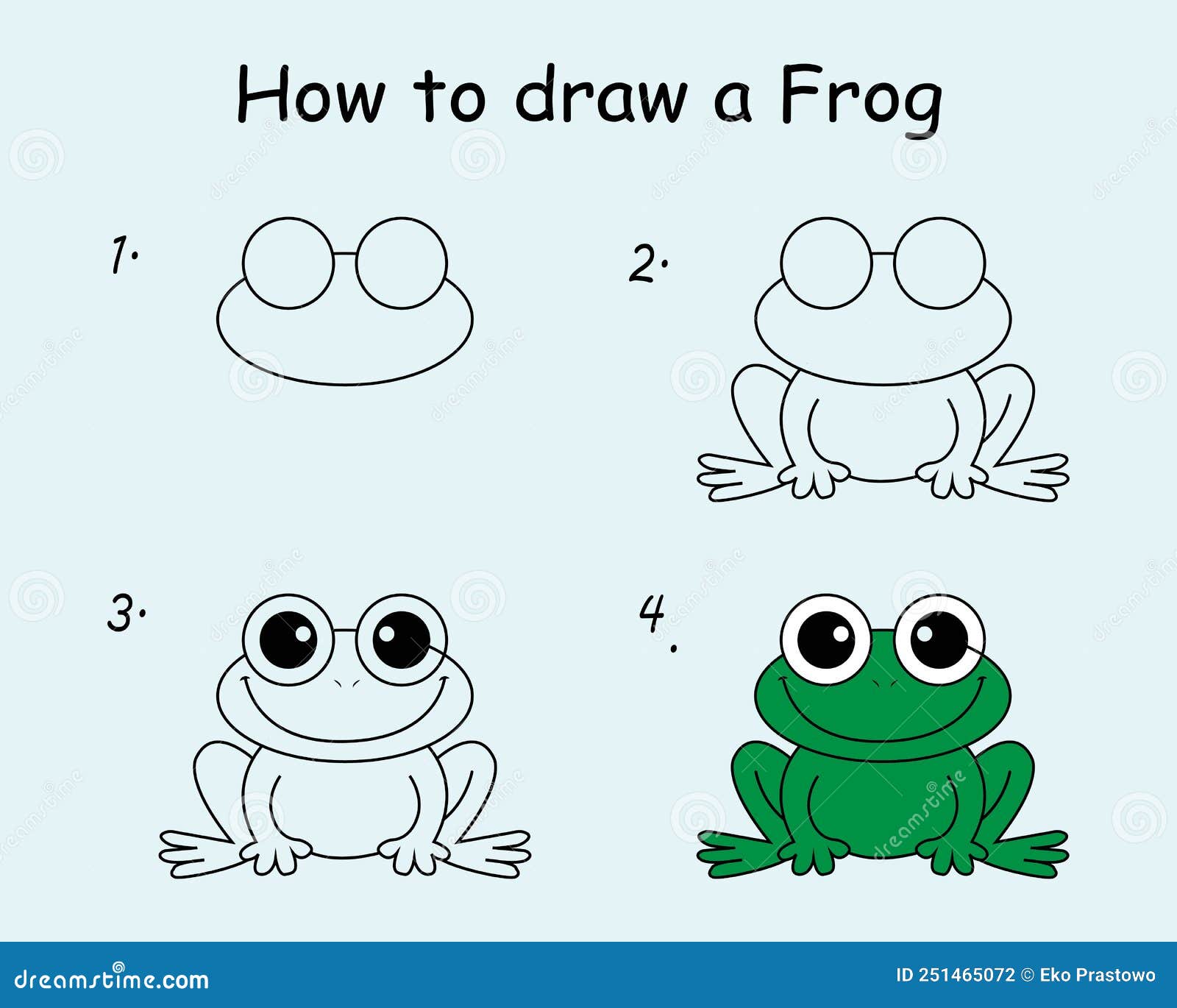 How To Draw A Frog Step By Step Drawing Tutorial Draw Guide Simple Instruction Coloring Page