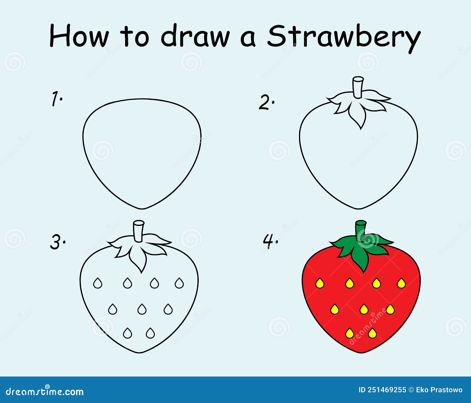Step by Step To Draw a Strawberry. Drawing Tutorial a Strawberry ...