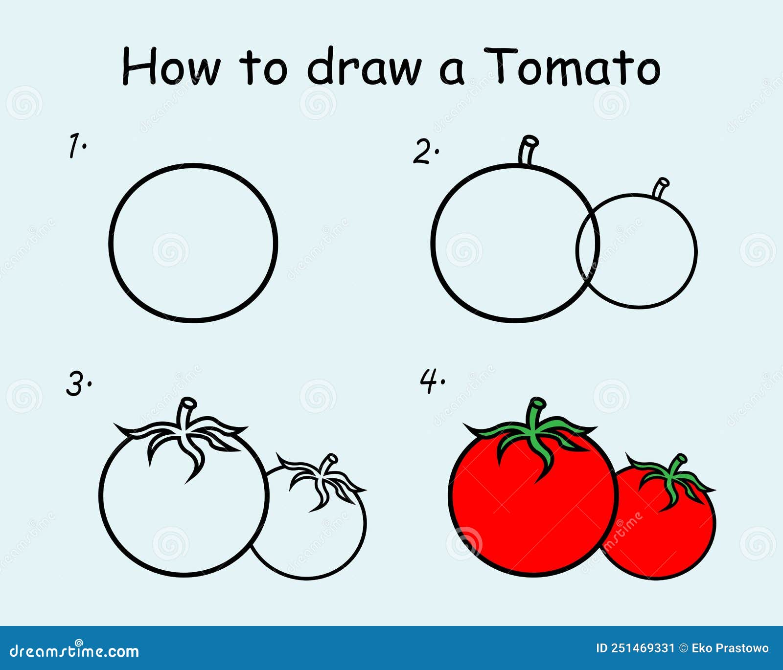 Step by Step To Draw a Tomato. Drawing Tutorial a Tomato. Drawing ...