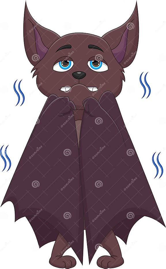 Scared Bat Cartoon on White Background Stock Vector - Illustration of ...