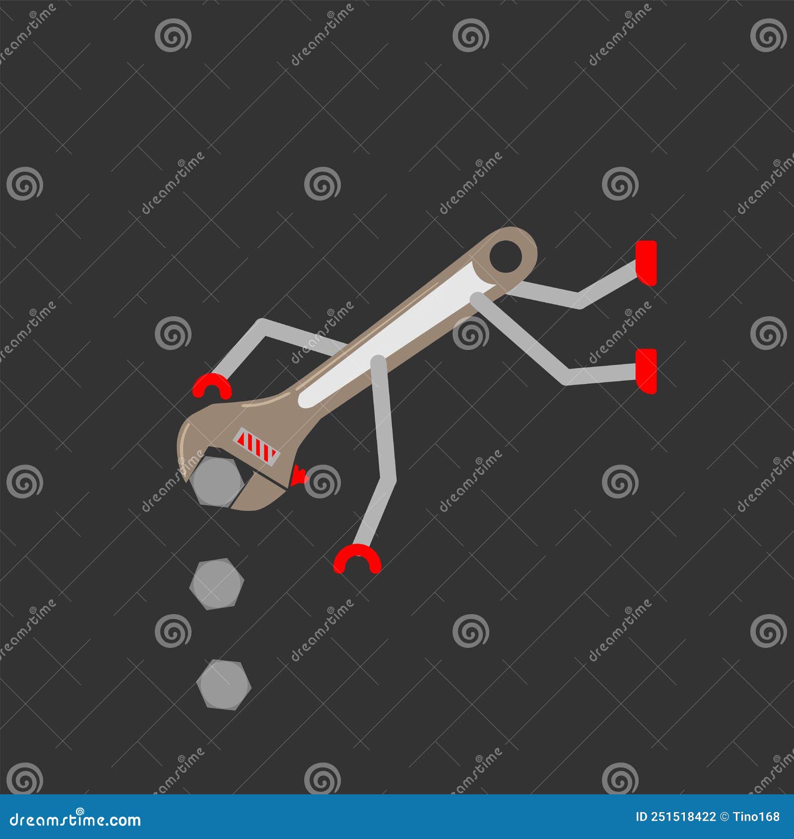 Spanner Wrench Vector Tools Animation Cartoon Stock Vector ...