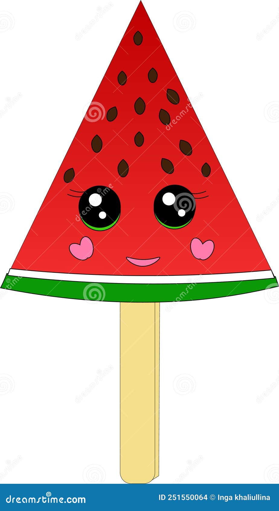 Watermelon with Wood Stick Isolated on White Background Stock ...