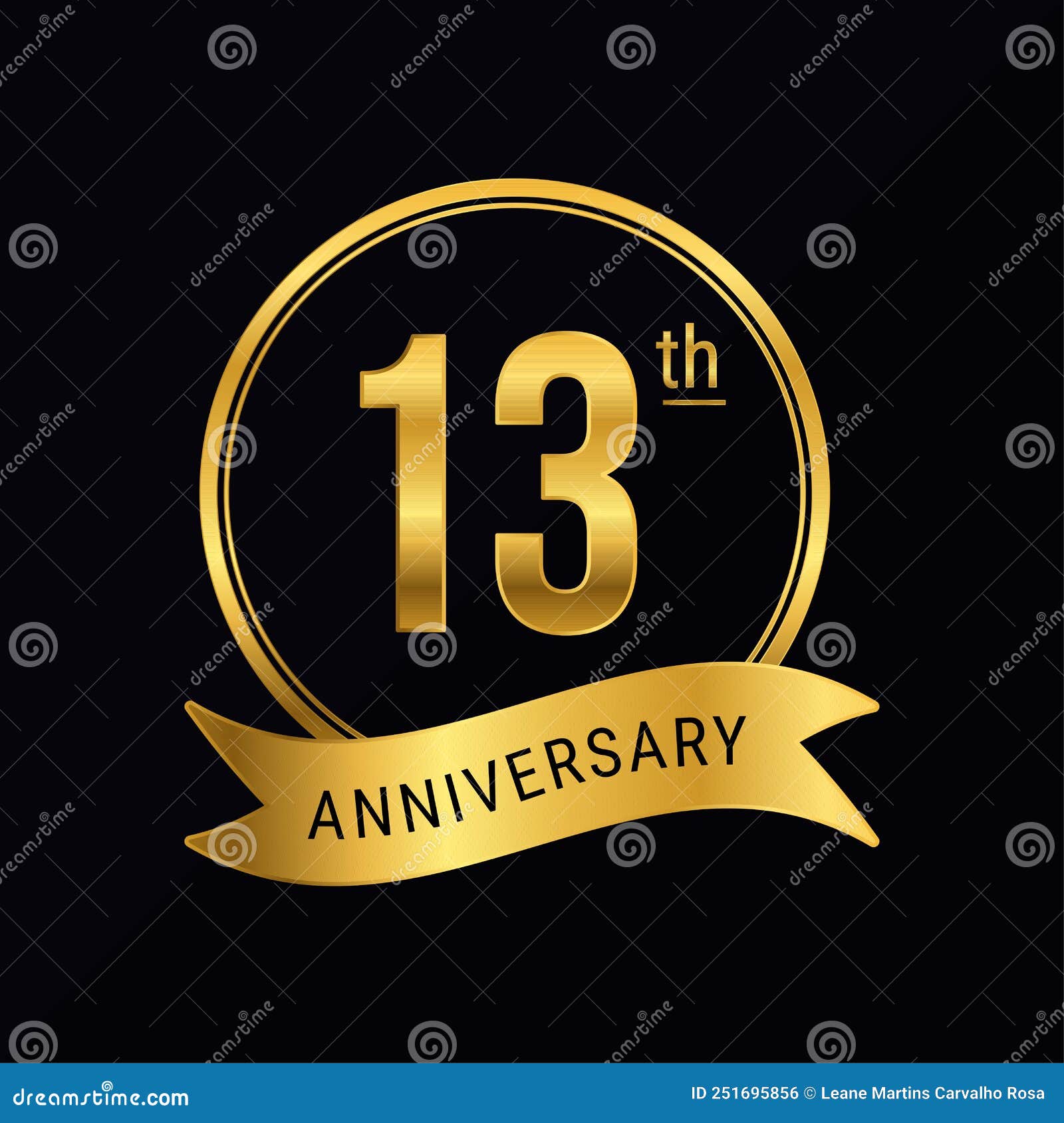 13th Anniversary Design, Luxurious Golden Color 13 Years Anniversary ...