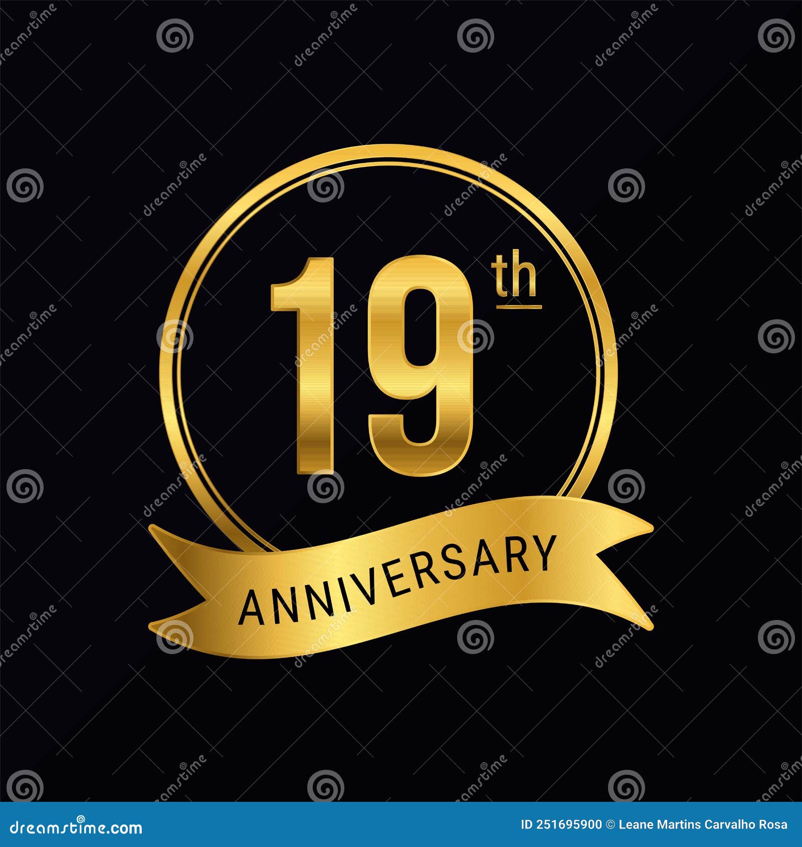 19th Anniversary Logo Golden Color Stock Vector - Illustration of ...