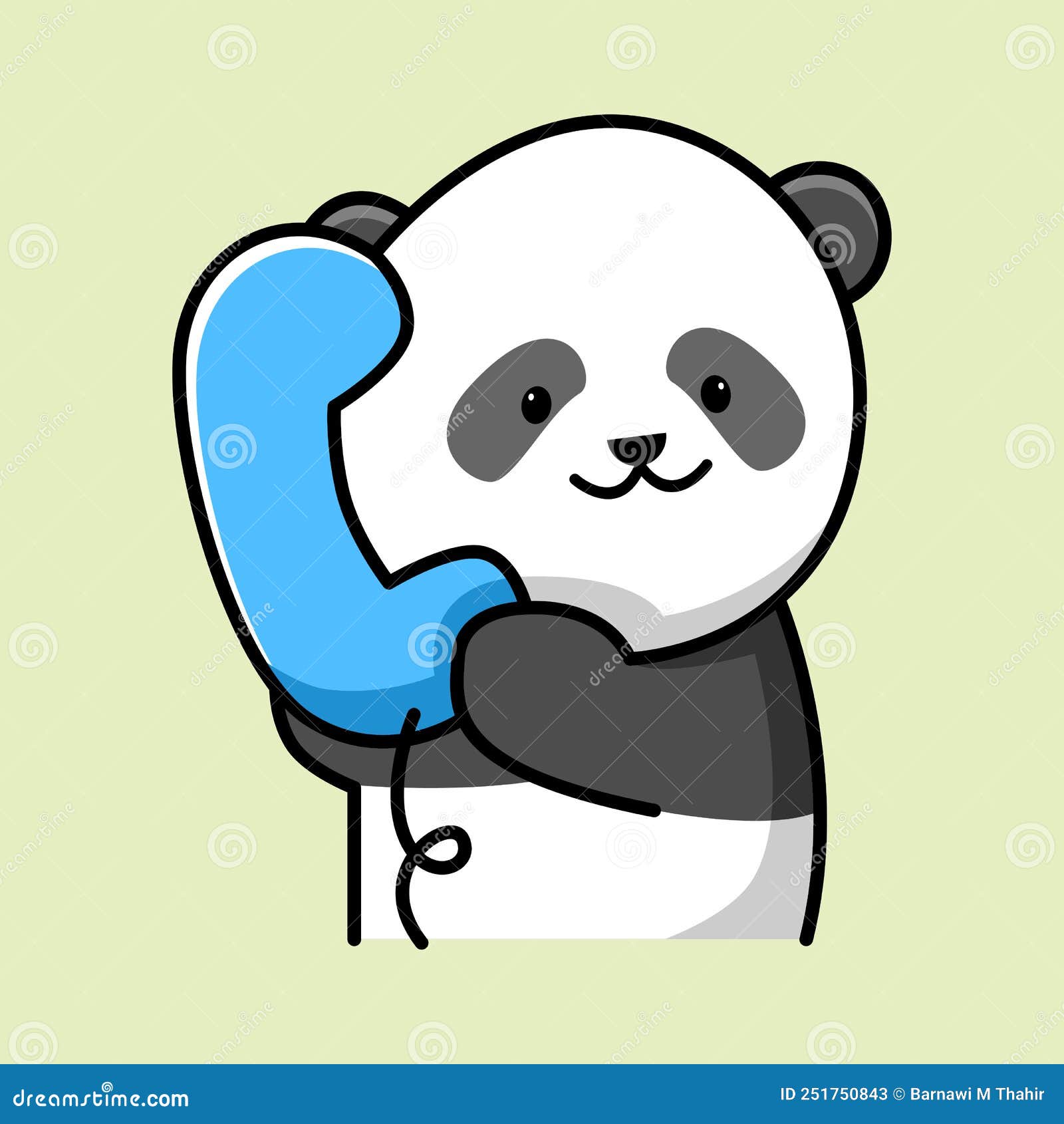 Cute Panda Holding Telephone Cartoon Stock Vector - Illustration of ...