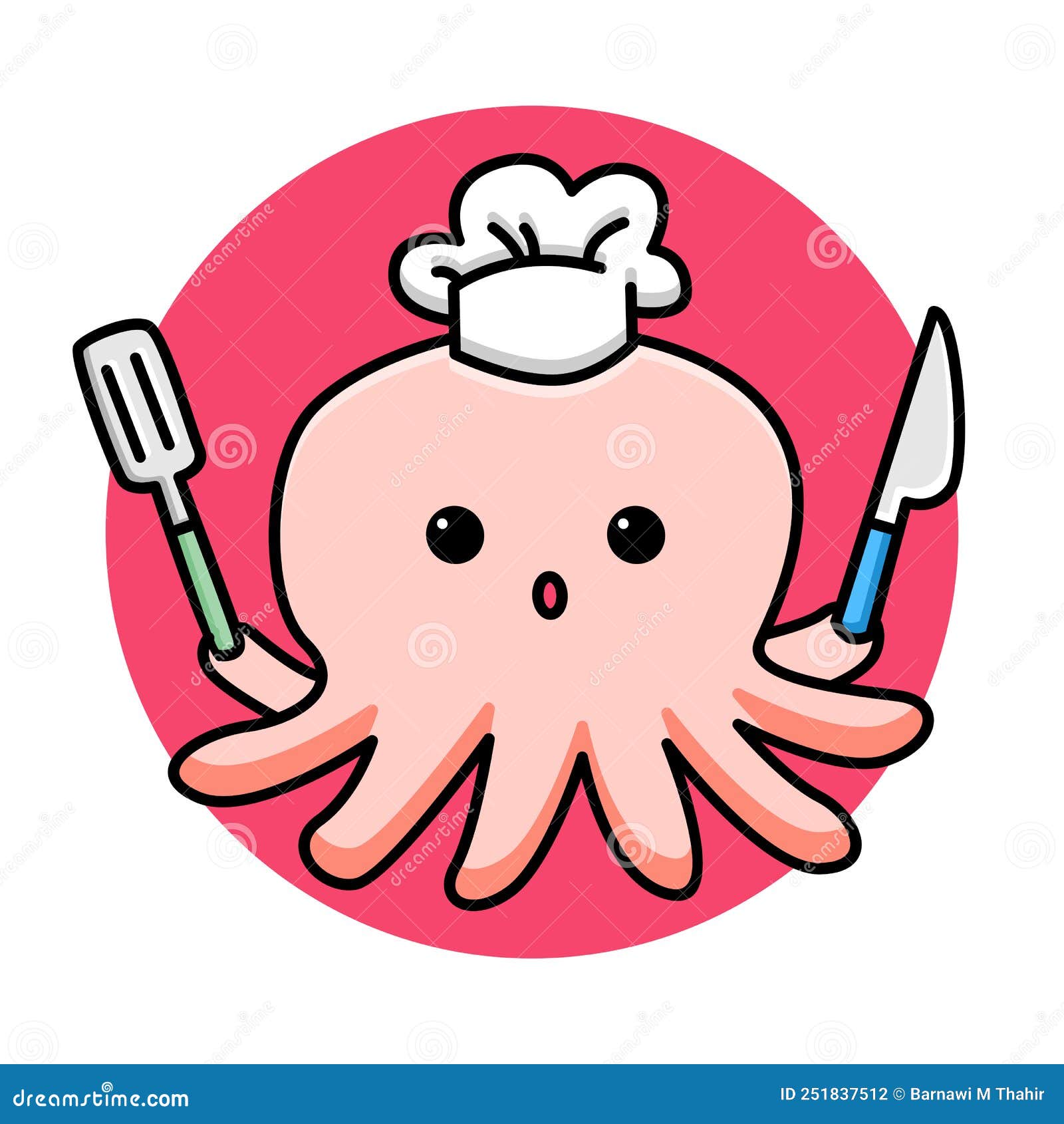Cute chef octopus cartoon stock vector. Illustration of cafe - 251837512